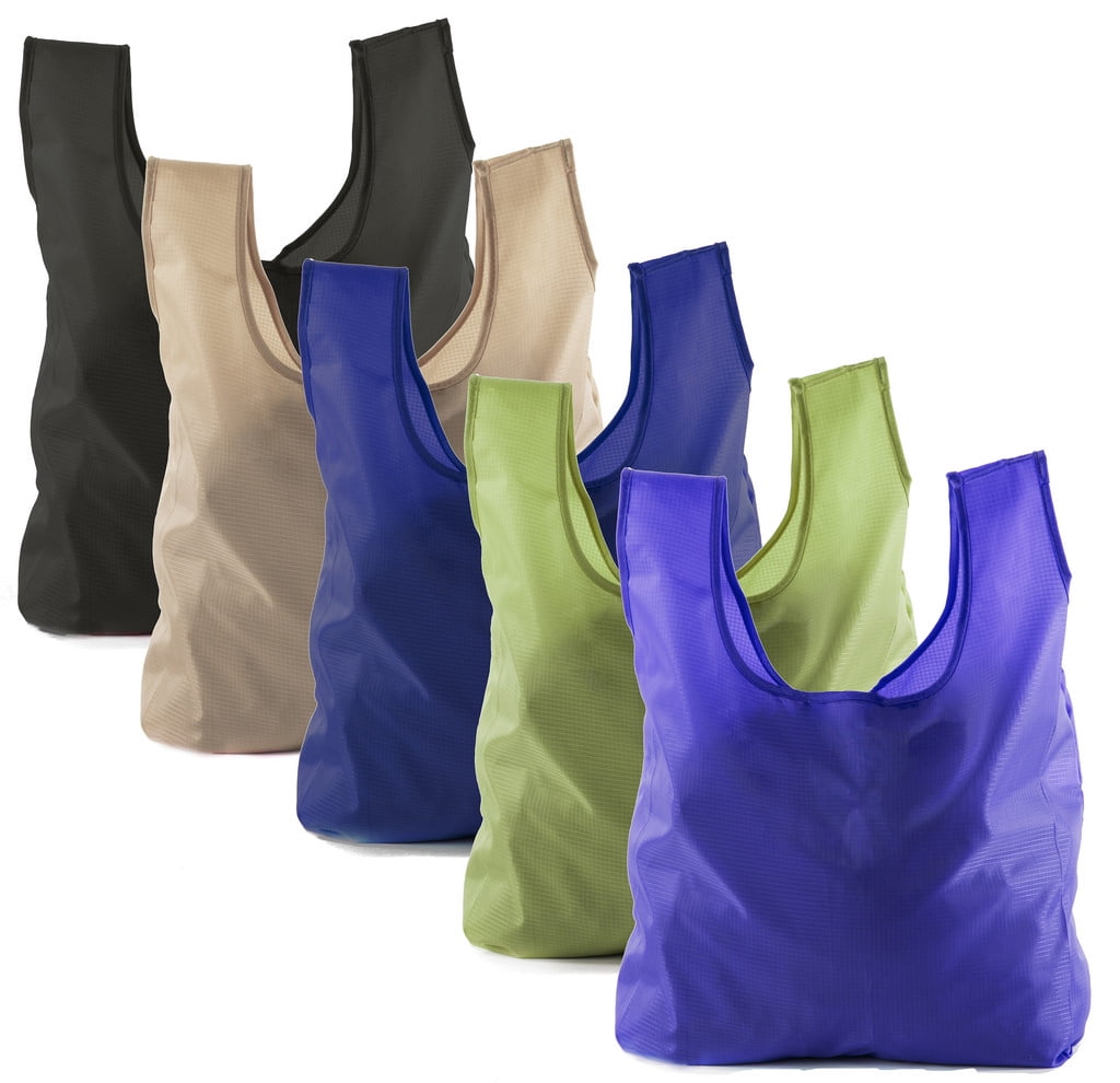 Reusable Grocery Bags | Foldable w/ Integrated String Pouch | Ripstop ...