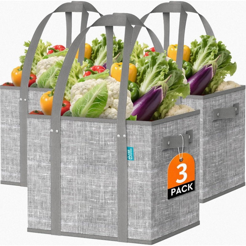 Reusable Grocery Bags Large Foldable Shopping Tote Bags with Reinforced ...