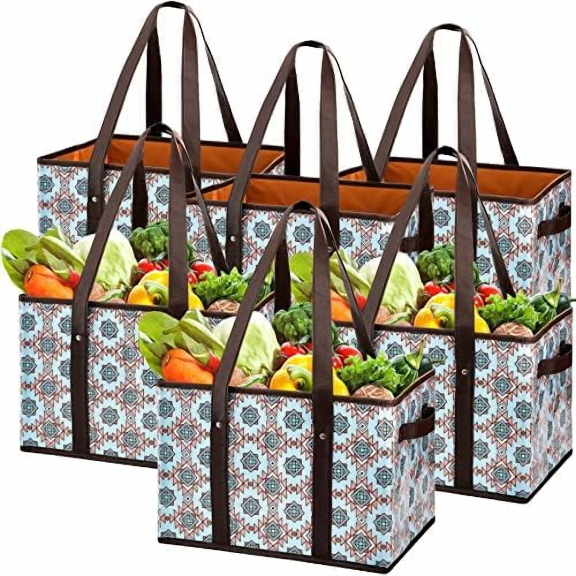 Reusable Grocery Bags Set Durable Heavy Duty Tote Bag Collapsible ...