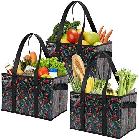 Reusable Grocery Bags Set Durable Heavy Duty Tote Bag Collapsible ...