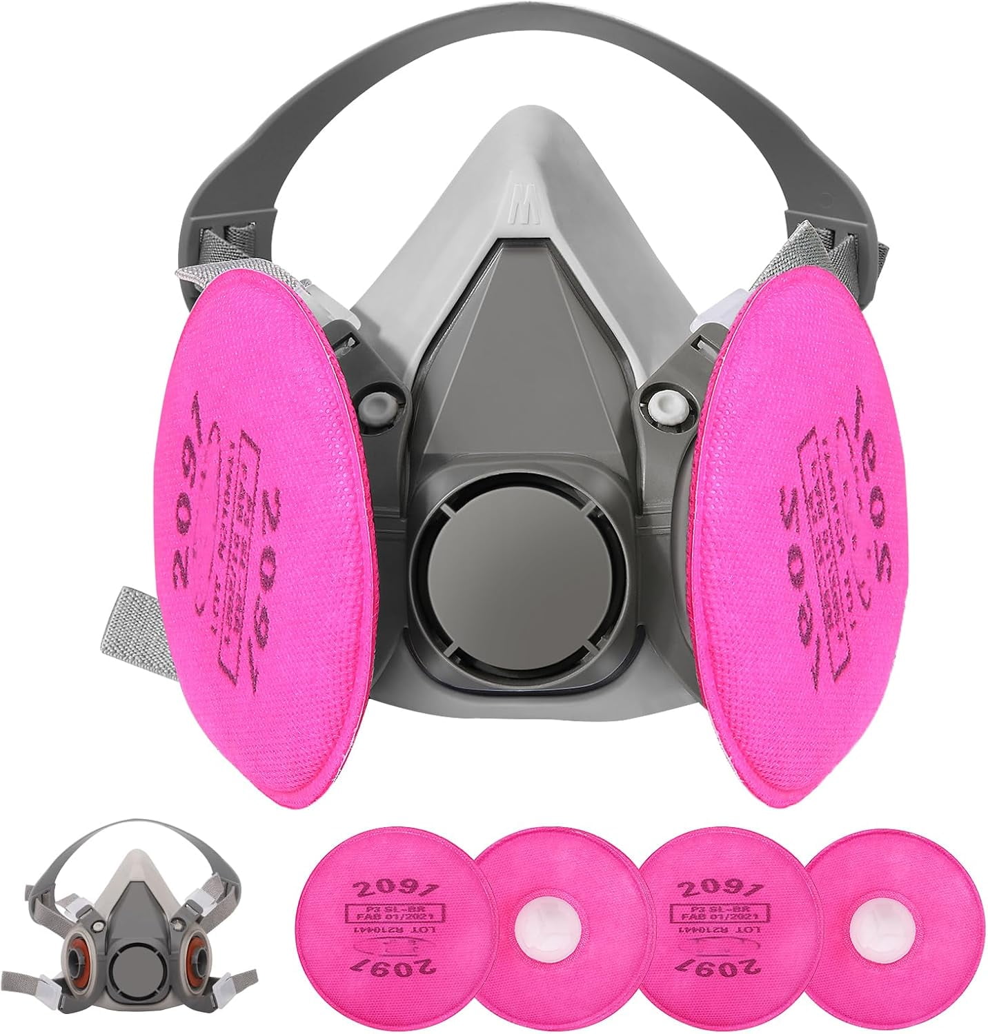 Reusable Half Face Cover - Respirator Mask with Filters for Painting ...