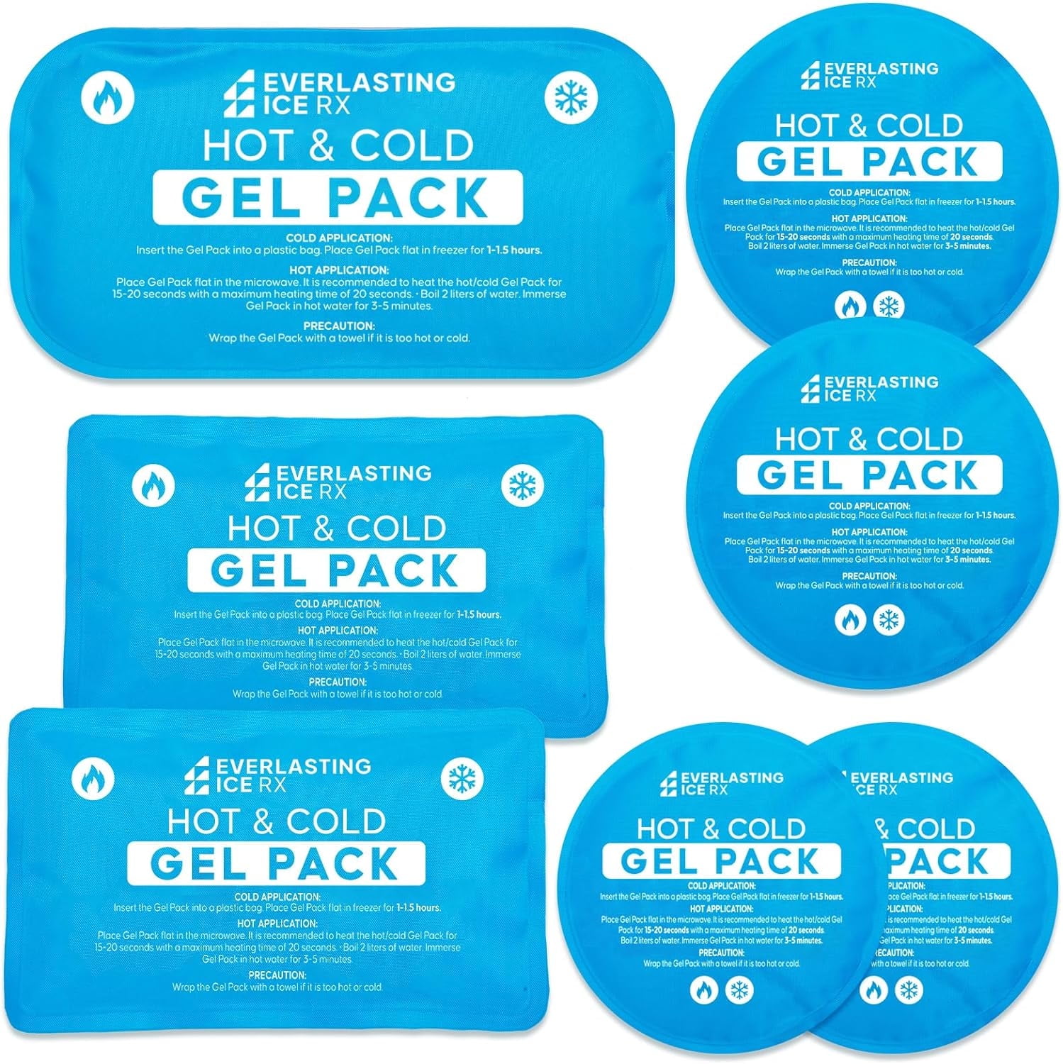 Reusable Hot And Cold Gel Ice Packs For Injuries 7 Pack Variety Gel Ice Pack Set Hot And