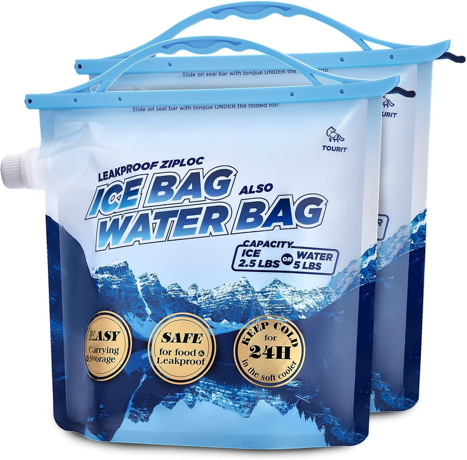 Reusable Ice Bag 2.5lb Ice Pack for Cooler, Bag of Ice Collapsible ...