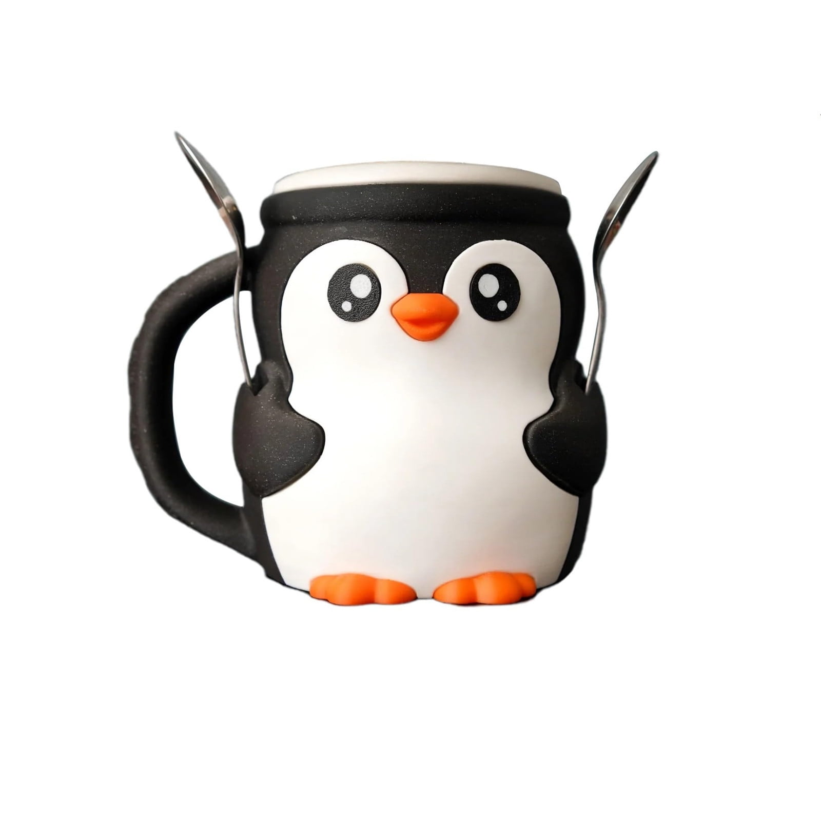 Reusable Ice Cream Containers with 2Pcs Spoon, Black Penguin Ice Cream ...