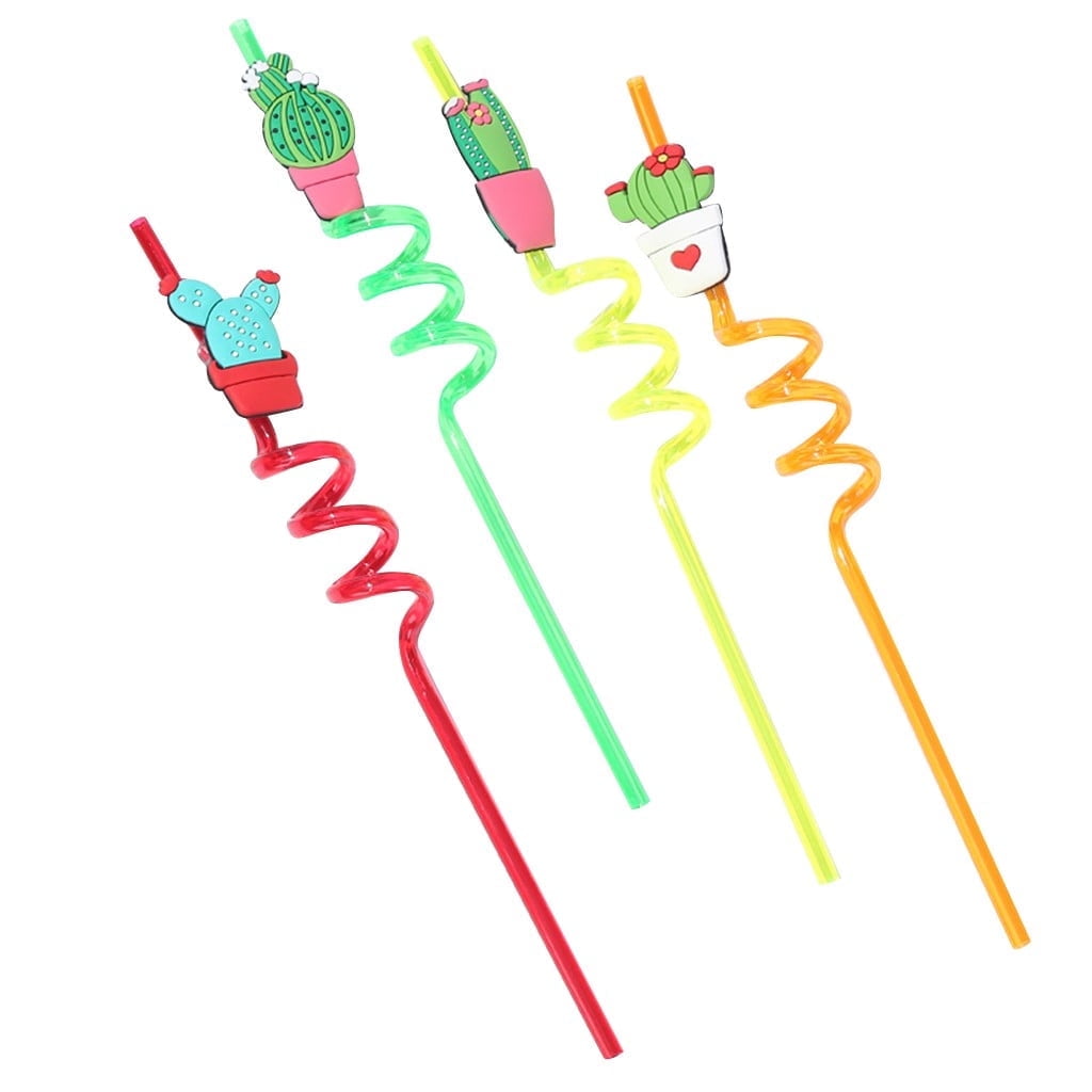 Reusable Ice Cream Straws Party Favors Supplies, 4Pcs Plastic Cupcake ...