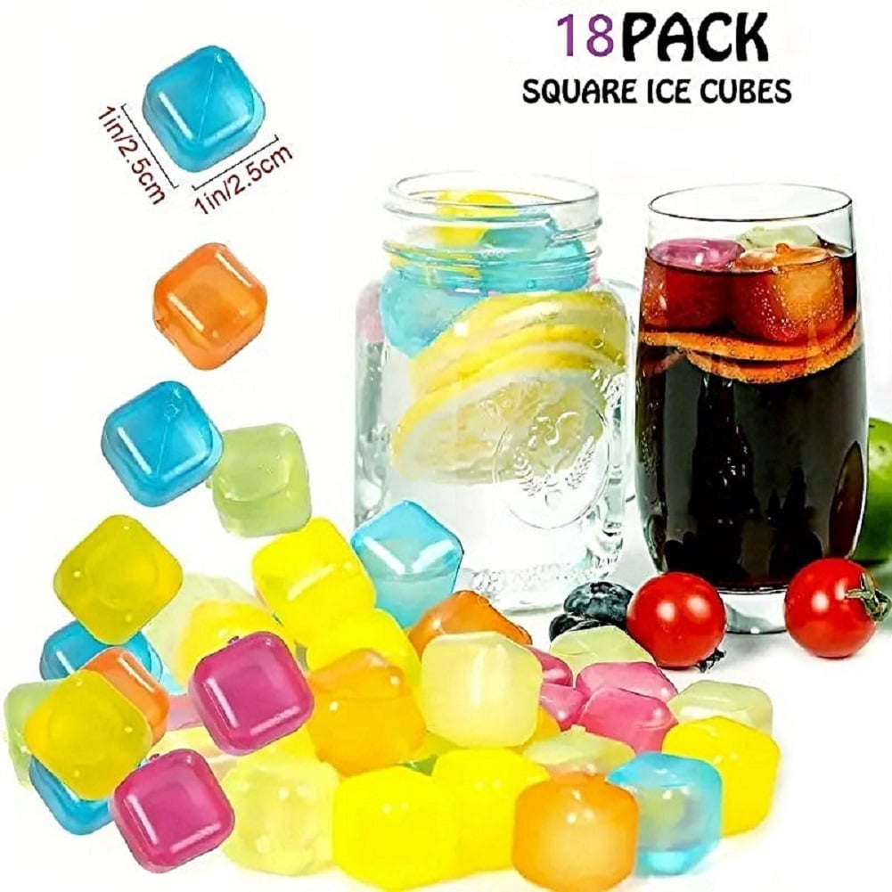 Dependable Industries, Reusable Ice Cubes 18 Pack, Colorful, BPA-Free ...