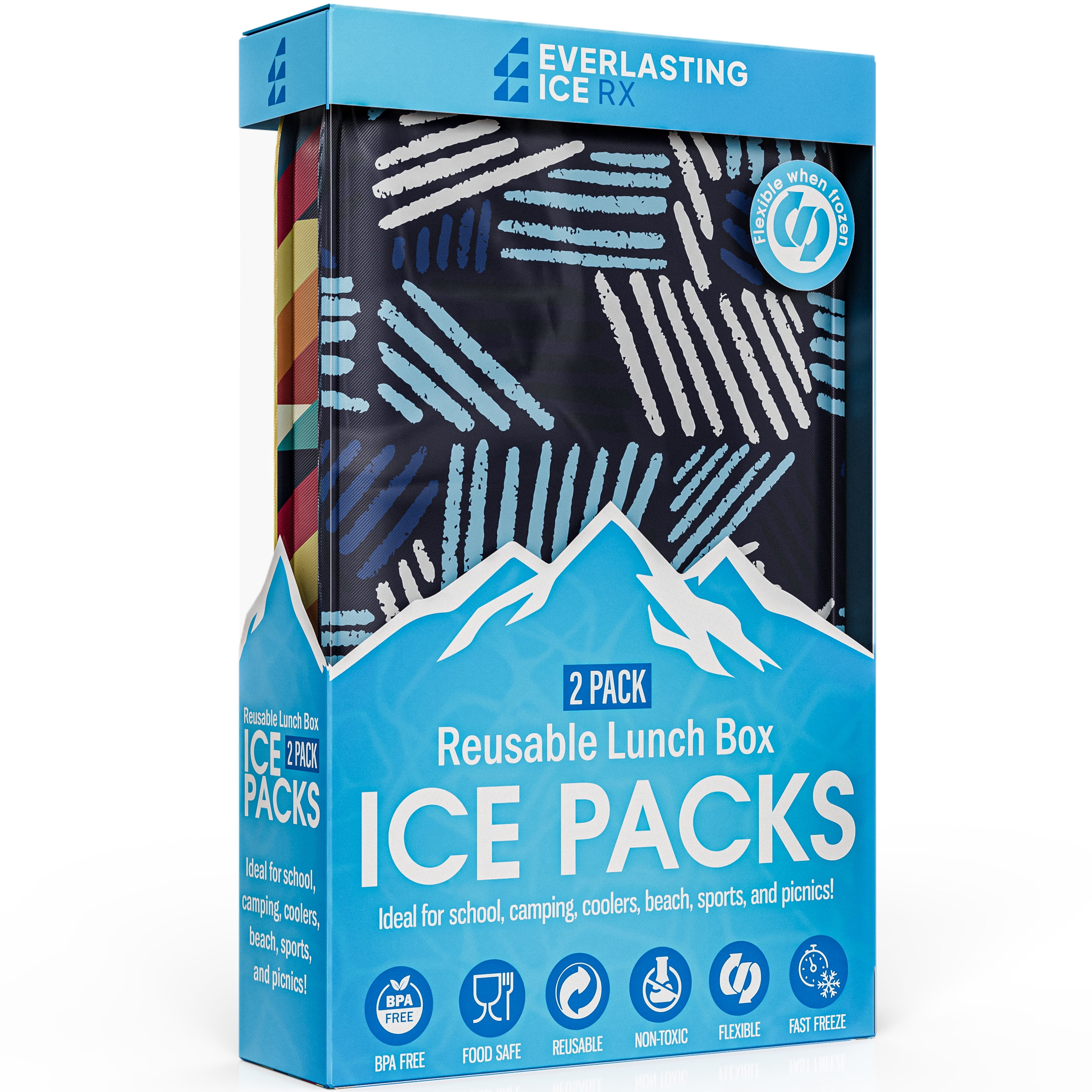 Reusable Ice Packs for Lunch Boxes & Coolers (2 Pack) Flexible, Long ...