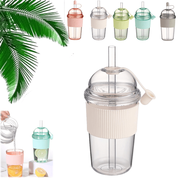 Reusable Iced Coffee Cups with Lids and Straws, 17oz PP Plastic Tumbler ...