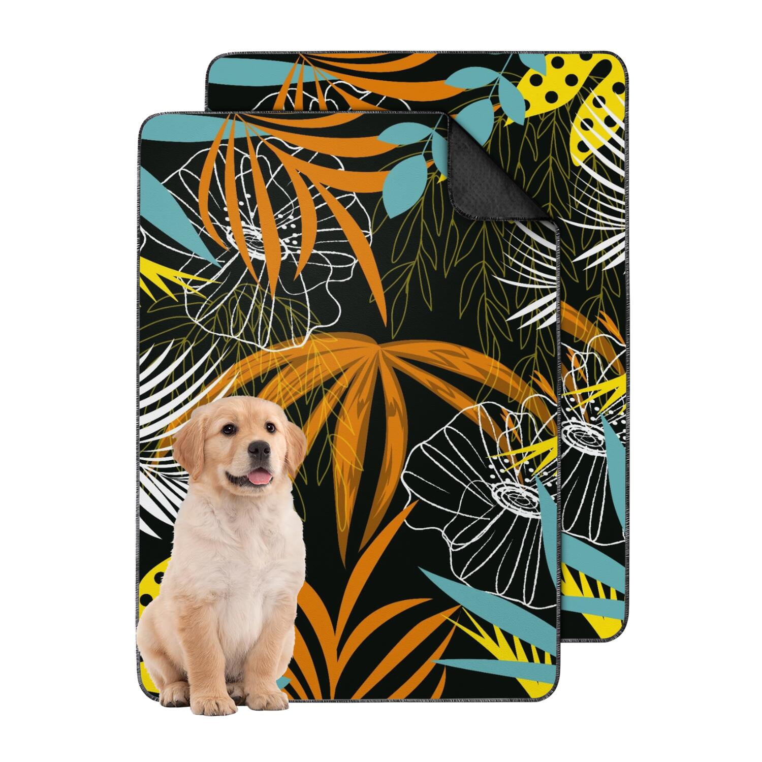 Reusable Indoor Dog Pee Pads, Tropical Leaf Design Washable Non-Slip ...