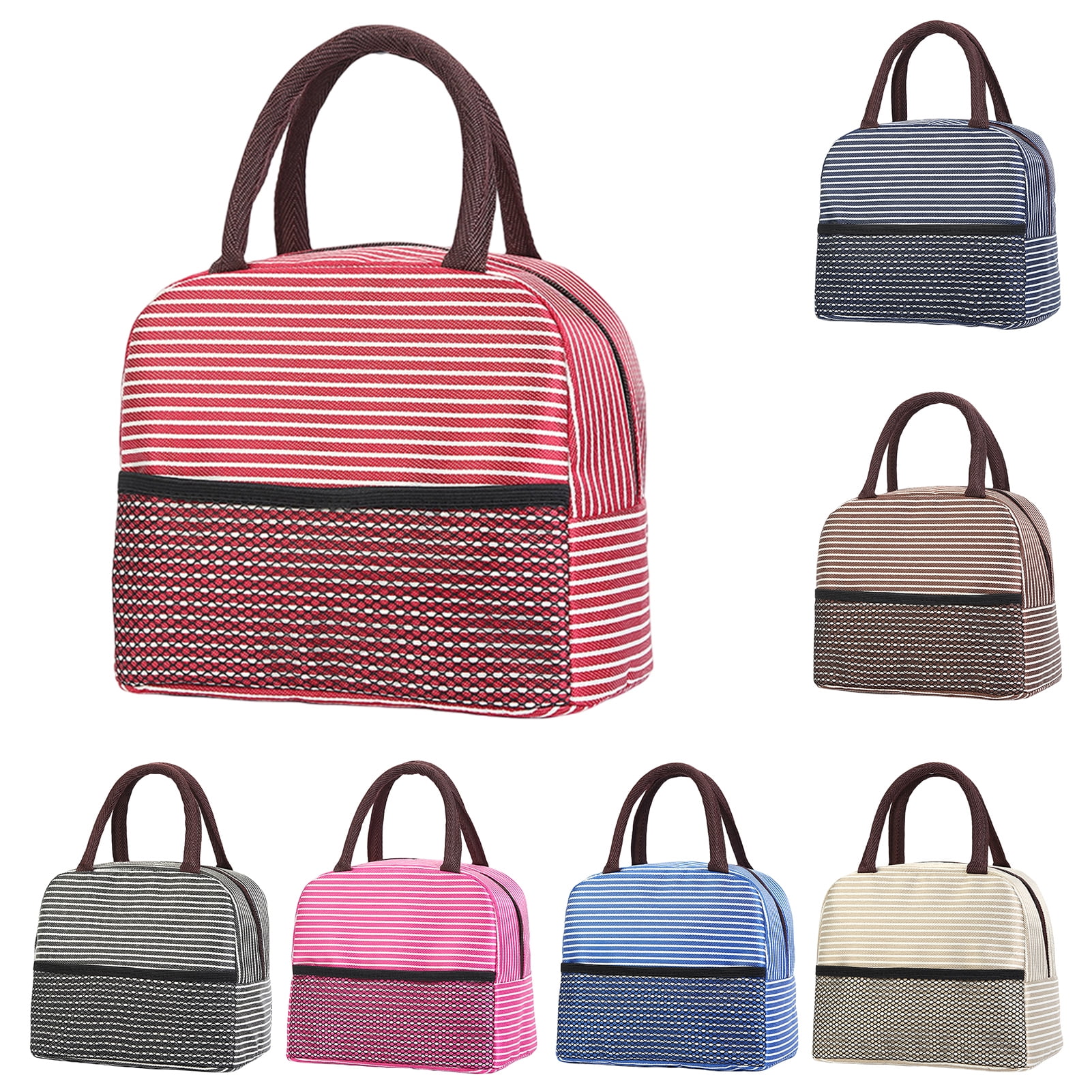 Reusable Insulated Lunch Bag Cooler Tote Box with Front Pocket Zipper ...