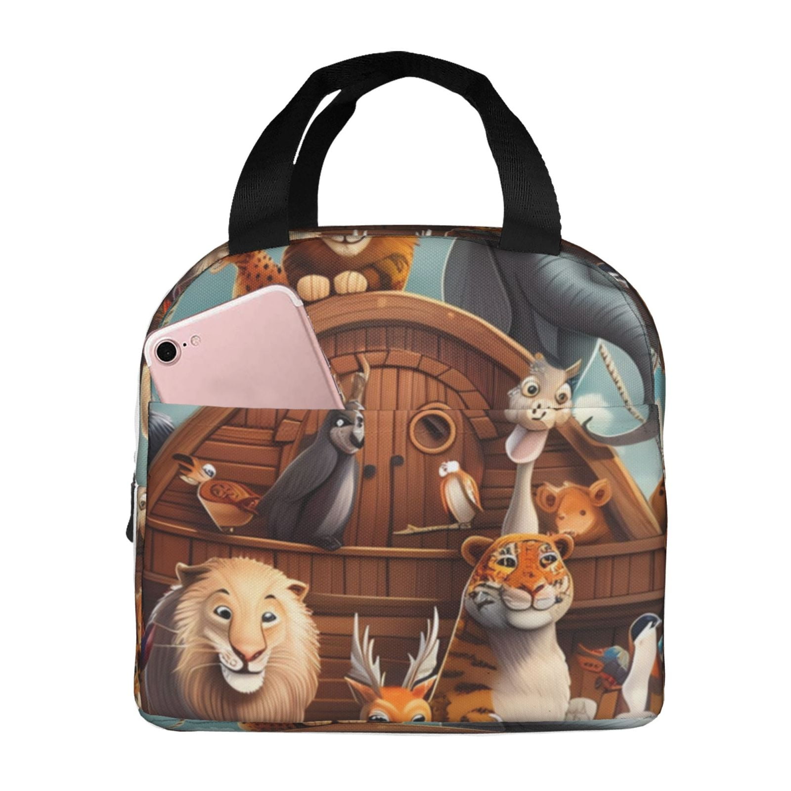 Reusable Insulated Lunch Box Animal Filled Noahs Ark Lunch Bag ...