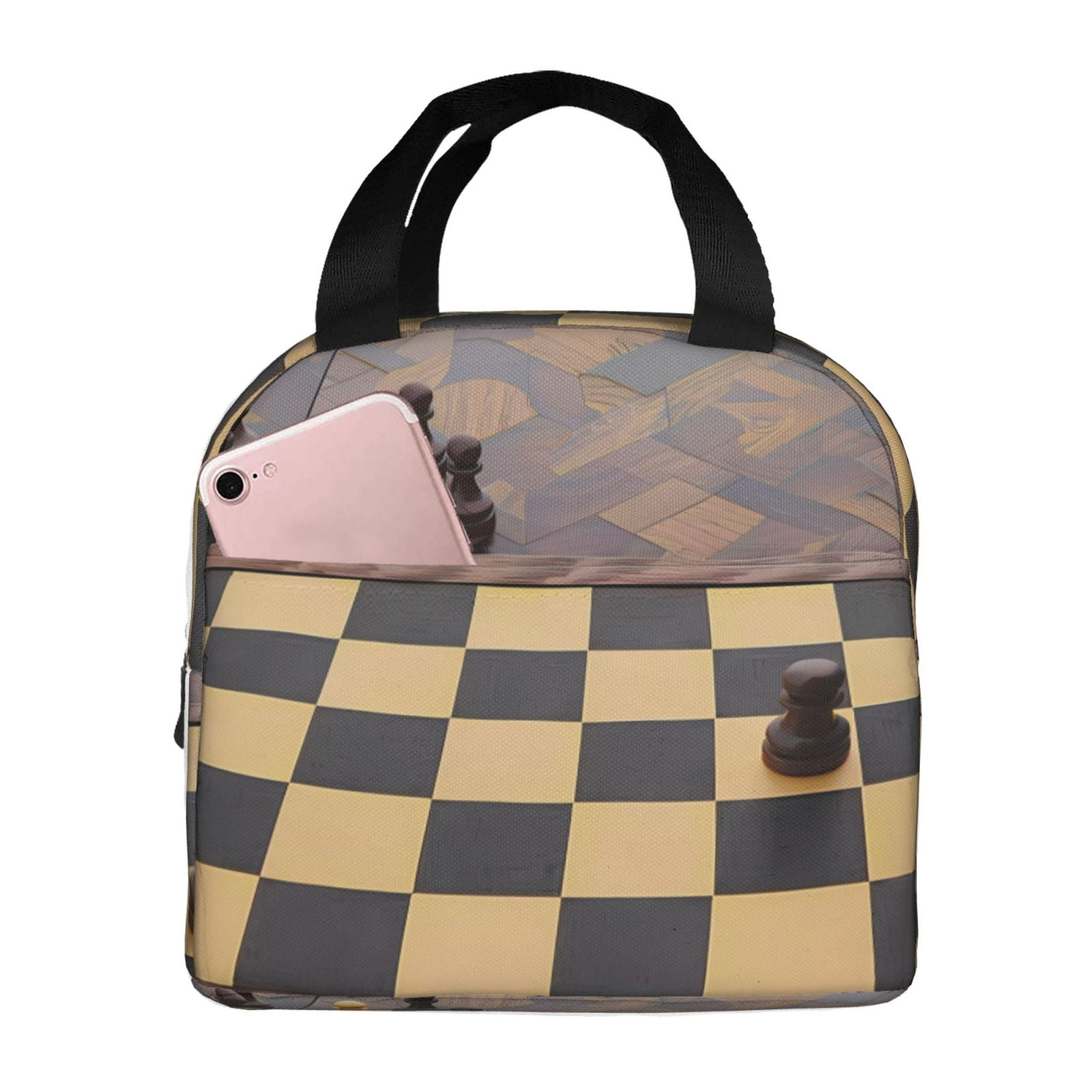 Reusable Insulated Lunch Box Chess Board With Pawns Lunch Bag Container ...
