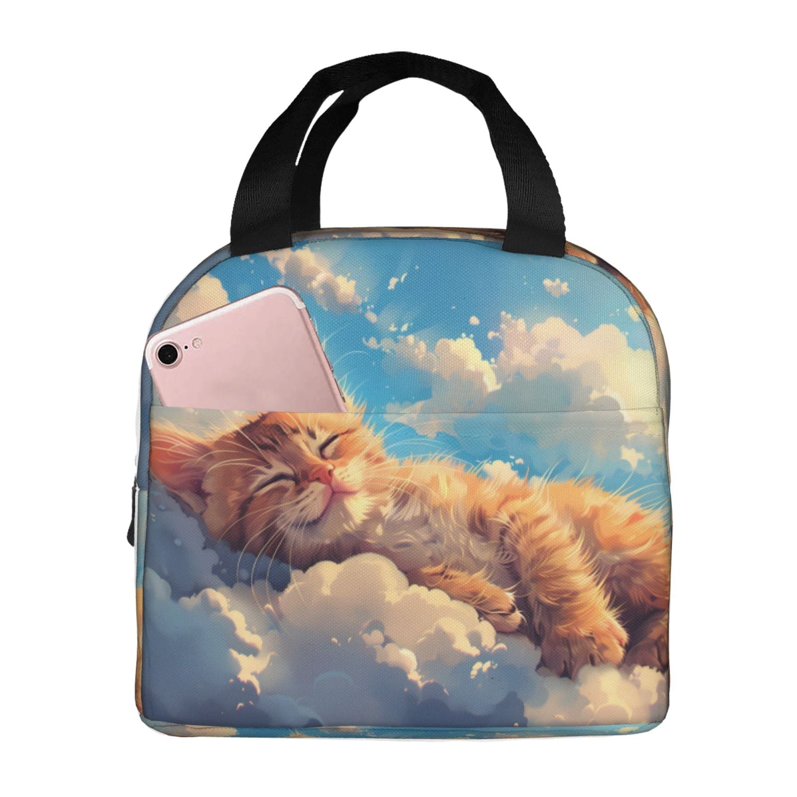 Reusable Insulated Lunch Box Cloud Sleeping Cat Lunch Bag Container for ...