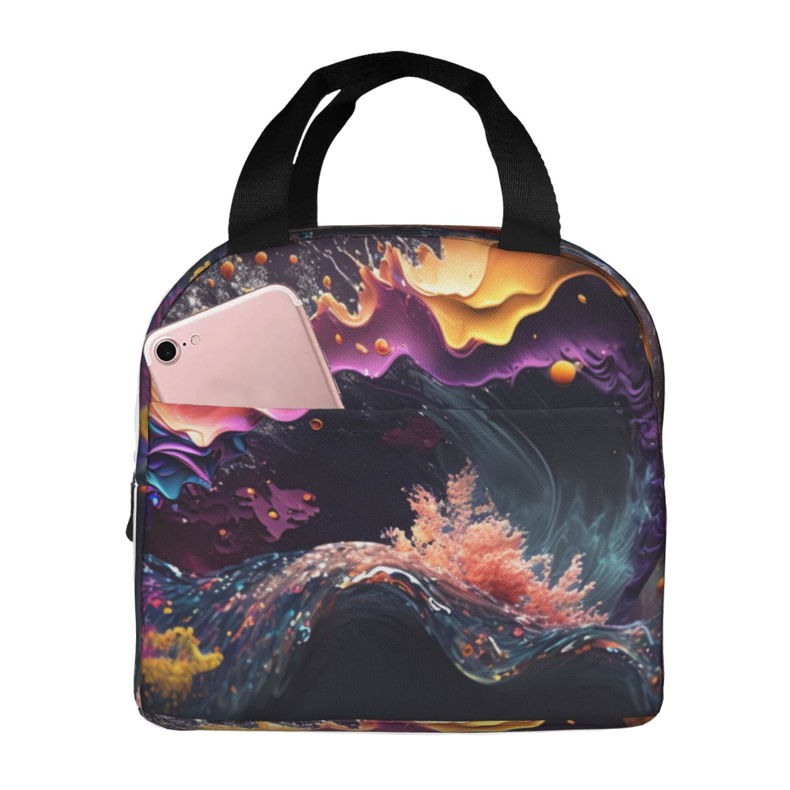 Reusable Insulated Lunch Box Explosive Fluid Splash Art Lunch Bag ...