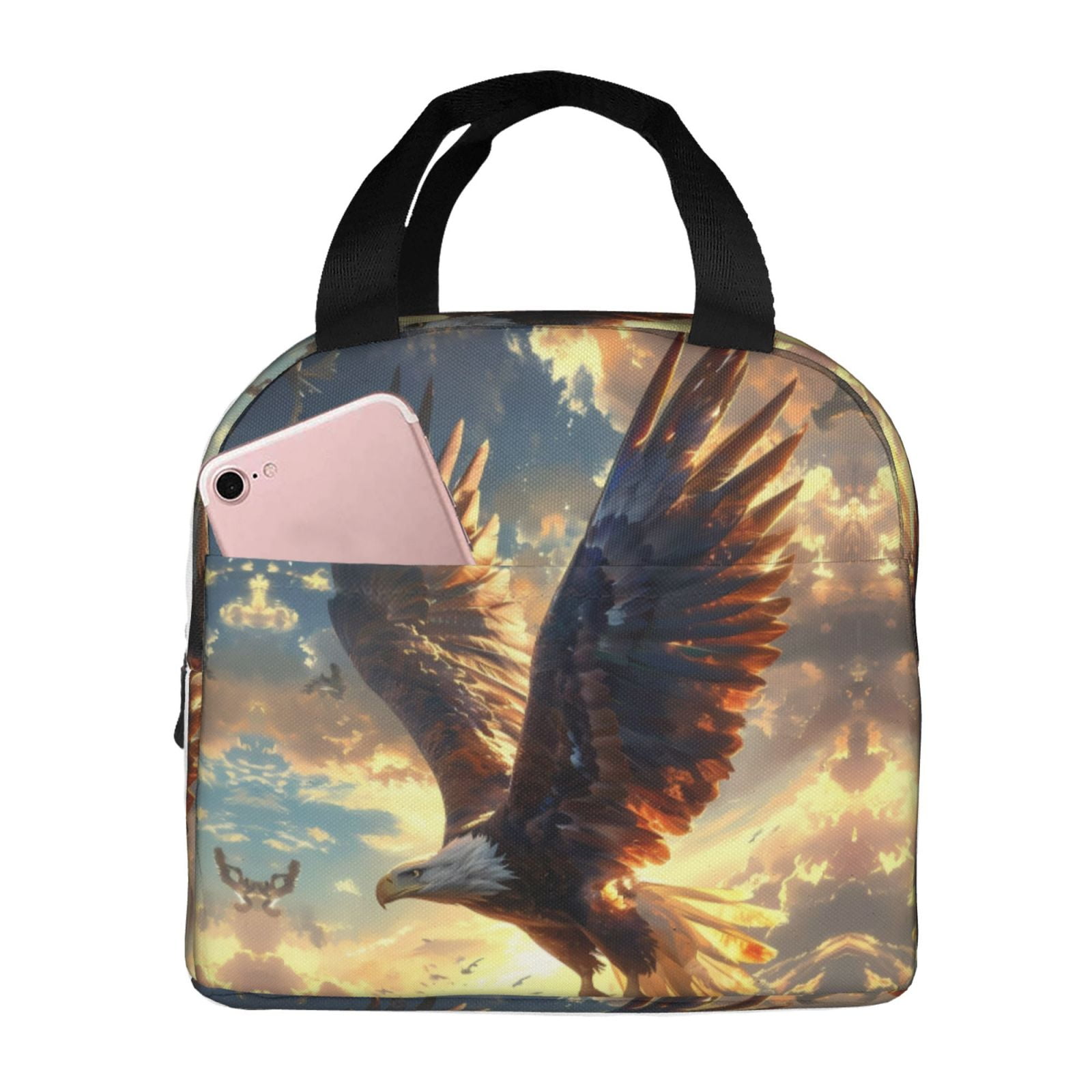 Reusable Insulated Lunch Box Golden Sky Bald Eagle Lunch Bag Container ...