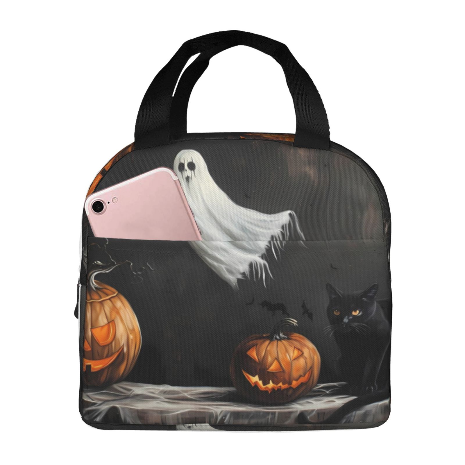 Reusable Insulated Lunch Box Halloween Ghosts and Black Cat Lunch Bag ...