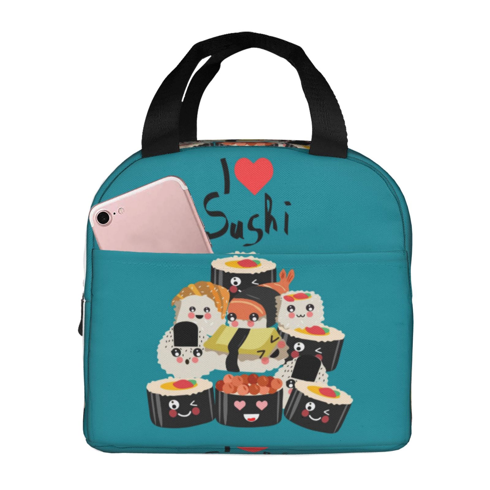 Reusable Insulated Lunch Box I Love Sushi Lunch Bag Container for Women ...