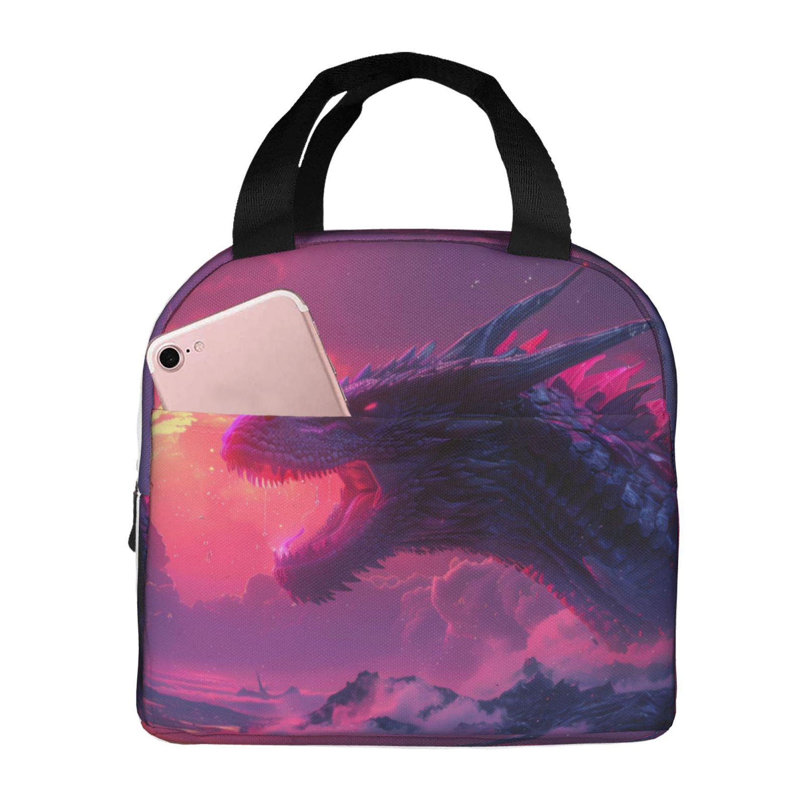Reusable Insulated Lunch Box Mystical Dragon Under Moon Lunch Bag ...