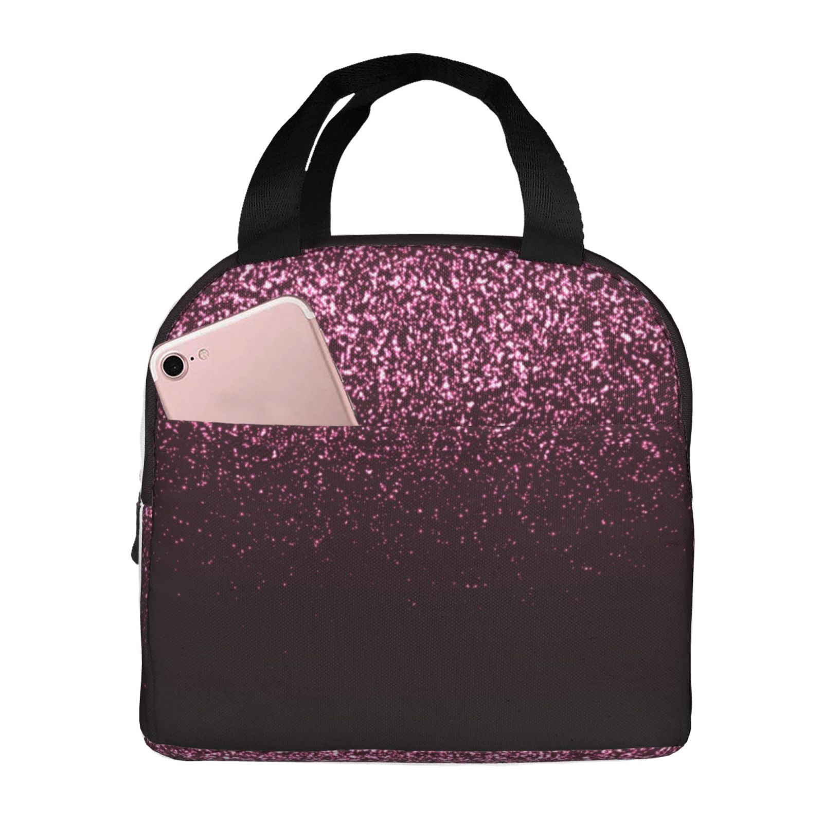 Reusable Insulated Lunch Box Pink Glitter Sparkles A Lunch Bag ...