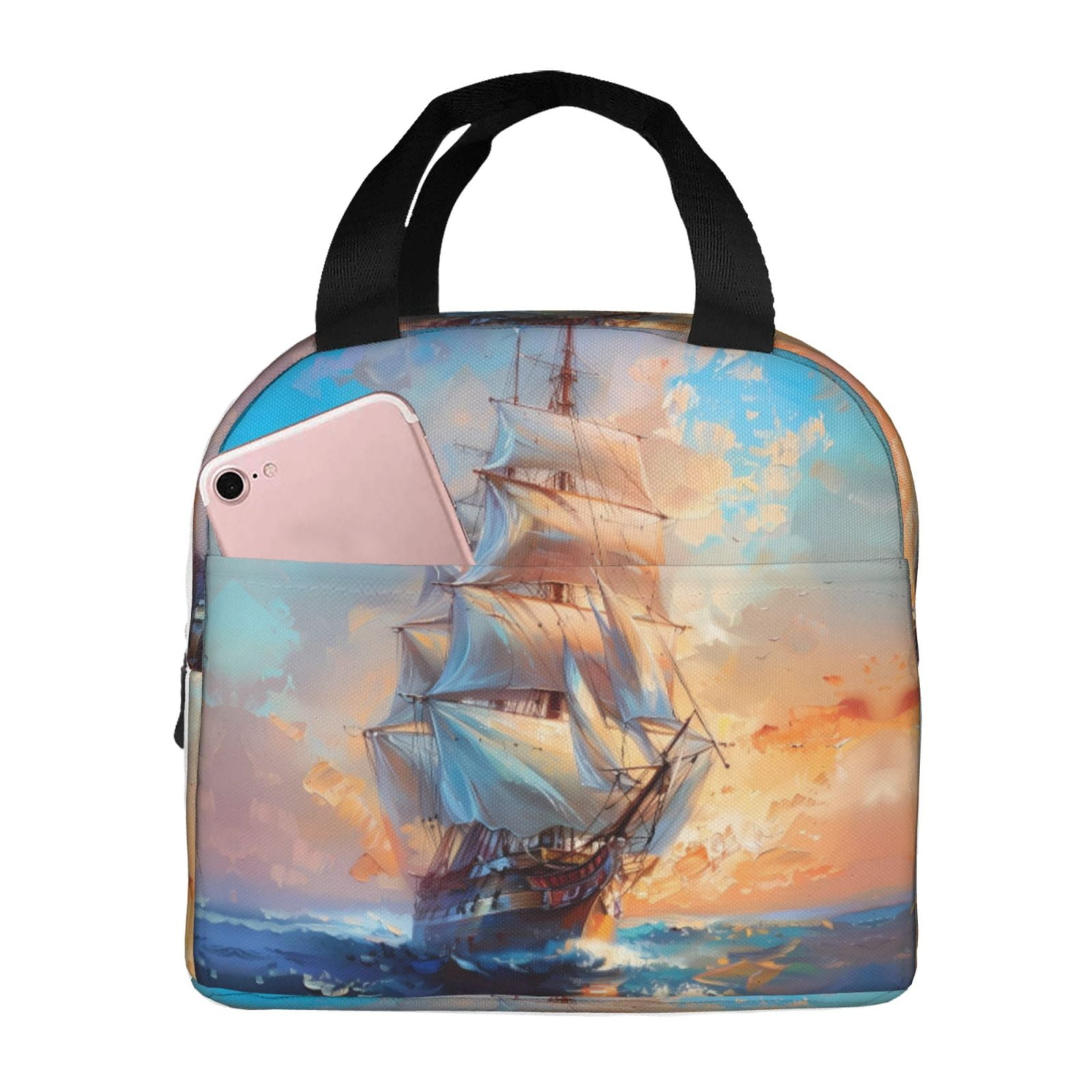 Reusable Insulated Lunch Box Sailing Ship Ocean Sunset Lunch Bag ...