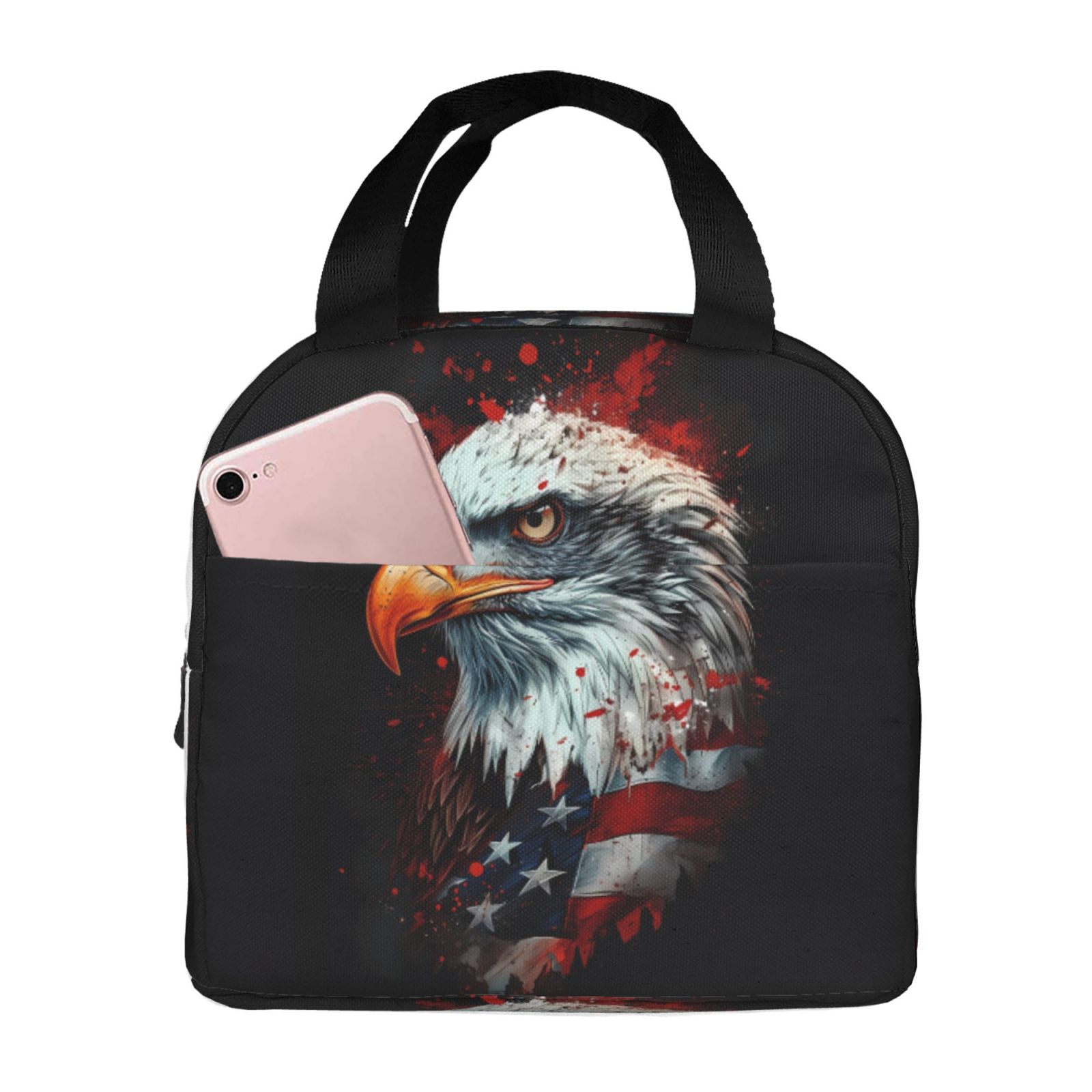 Reusable Insulated Lunch Box USA Bald Eagle Lunch Bag Container for ...