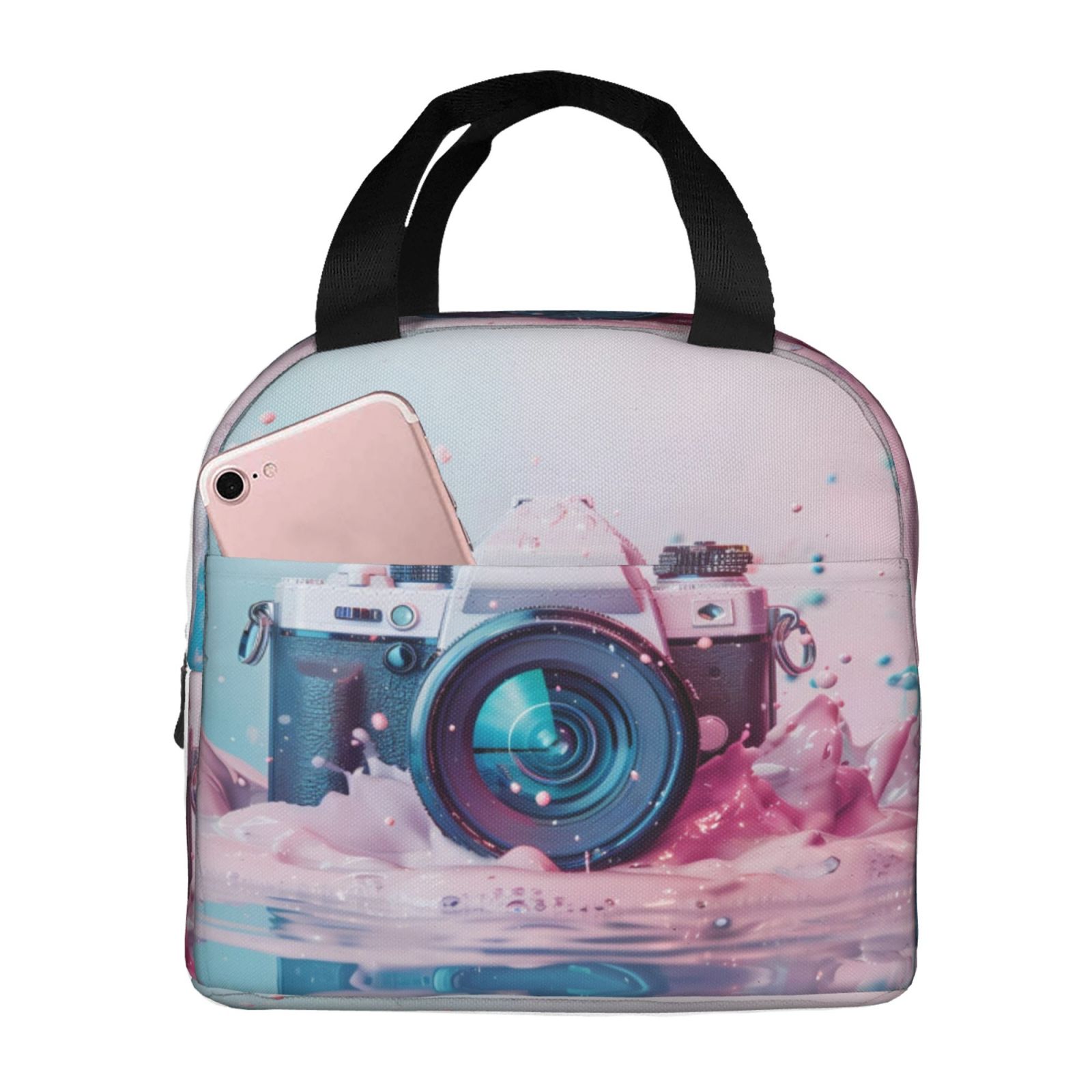 Reusable Insulated Lunch Box Vintage Camera Splash Art Lunch Bag ...