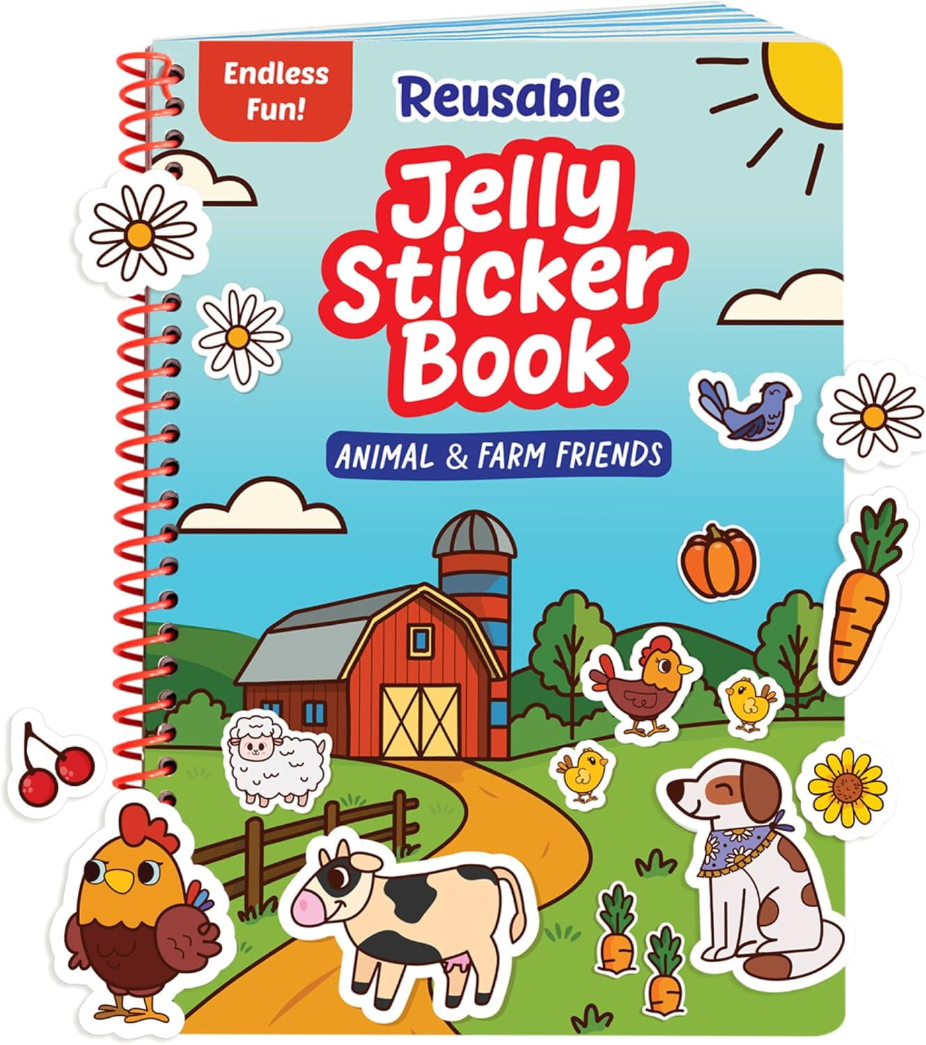 Reusable Jelly Sticker Book - Farm, 7 Scenes - 50 Thick Washable ...
