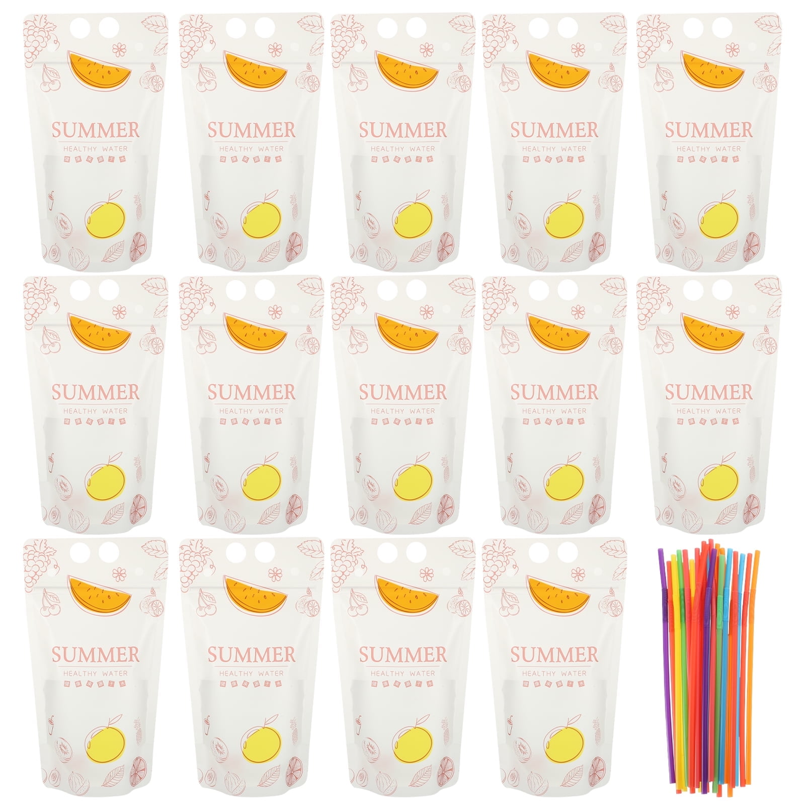 Reusable Juice Sachets 25 Pcs Drink Pouches for Adults Purses Straws ...