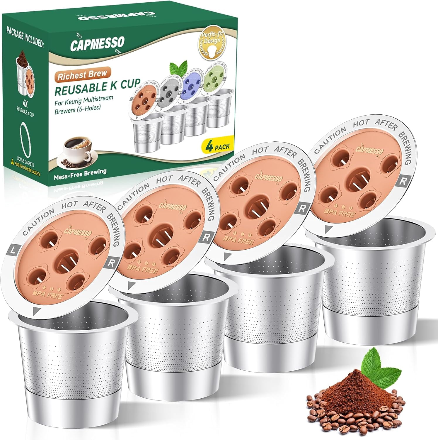 Reusable K Cups for keurig: Stainless Steel 5-Hole Coffee Pods ...