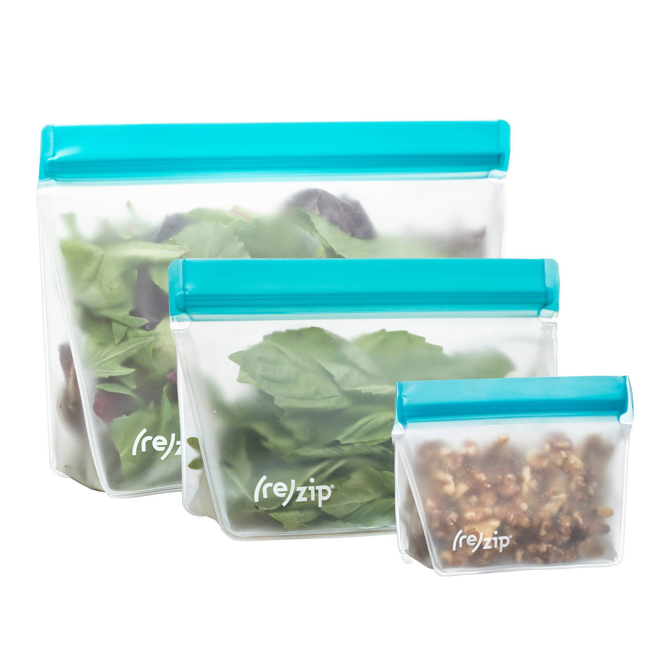 Reusable Leak-proof Food Storage Stand-Up Bag Kit - Snack, 2-Cup, Quart ...