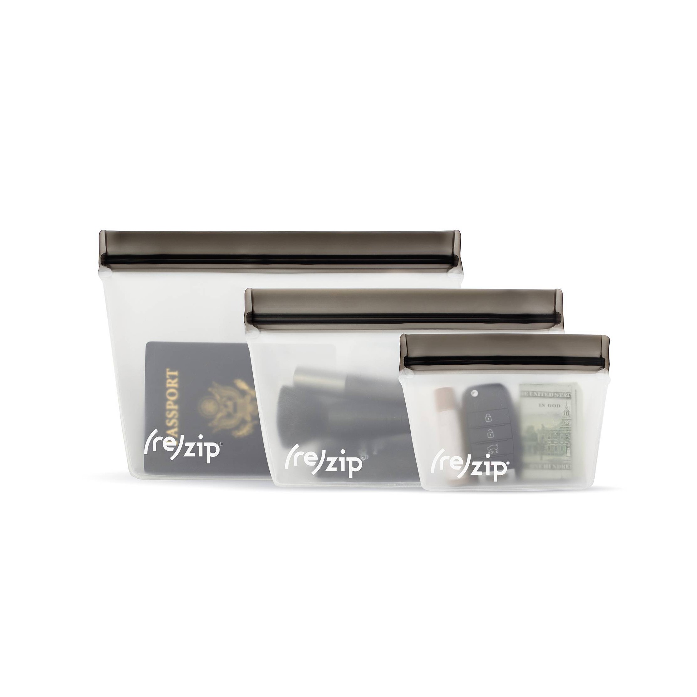 Reusable Leak-proof Food Storage Stand-Up Bag Kit - Snack, 2-Cup, Quart ...