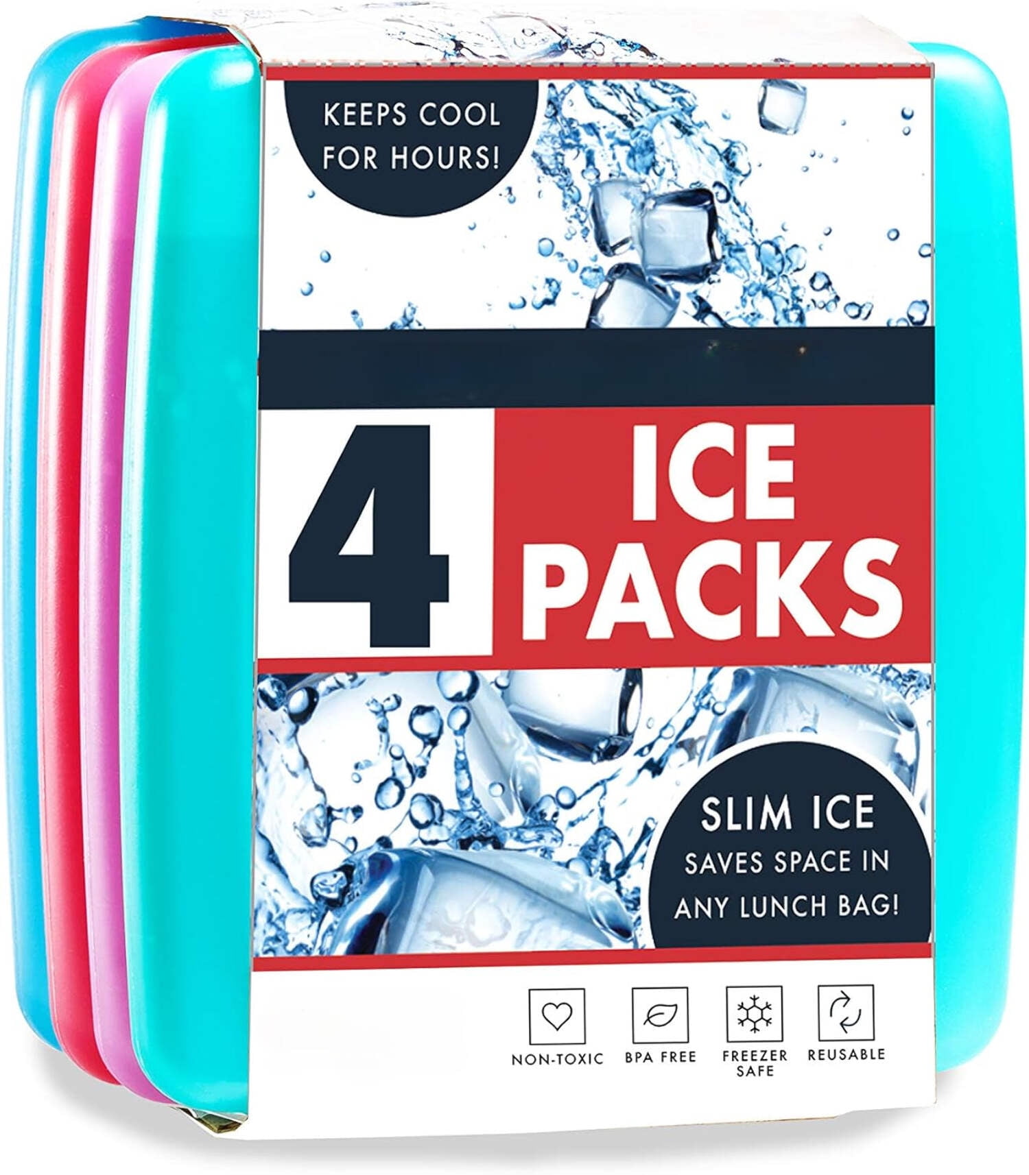 Reusable Long-Lasting Slim Ice Packs, Cold Packs for Lunch Boxes, Ice ...