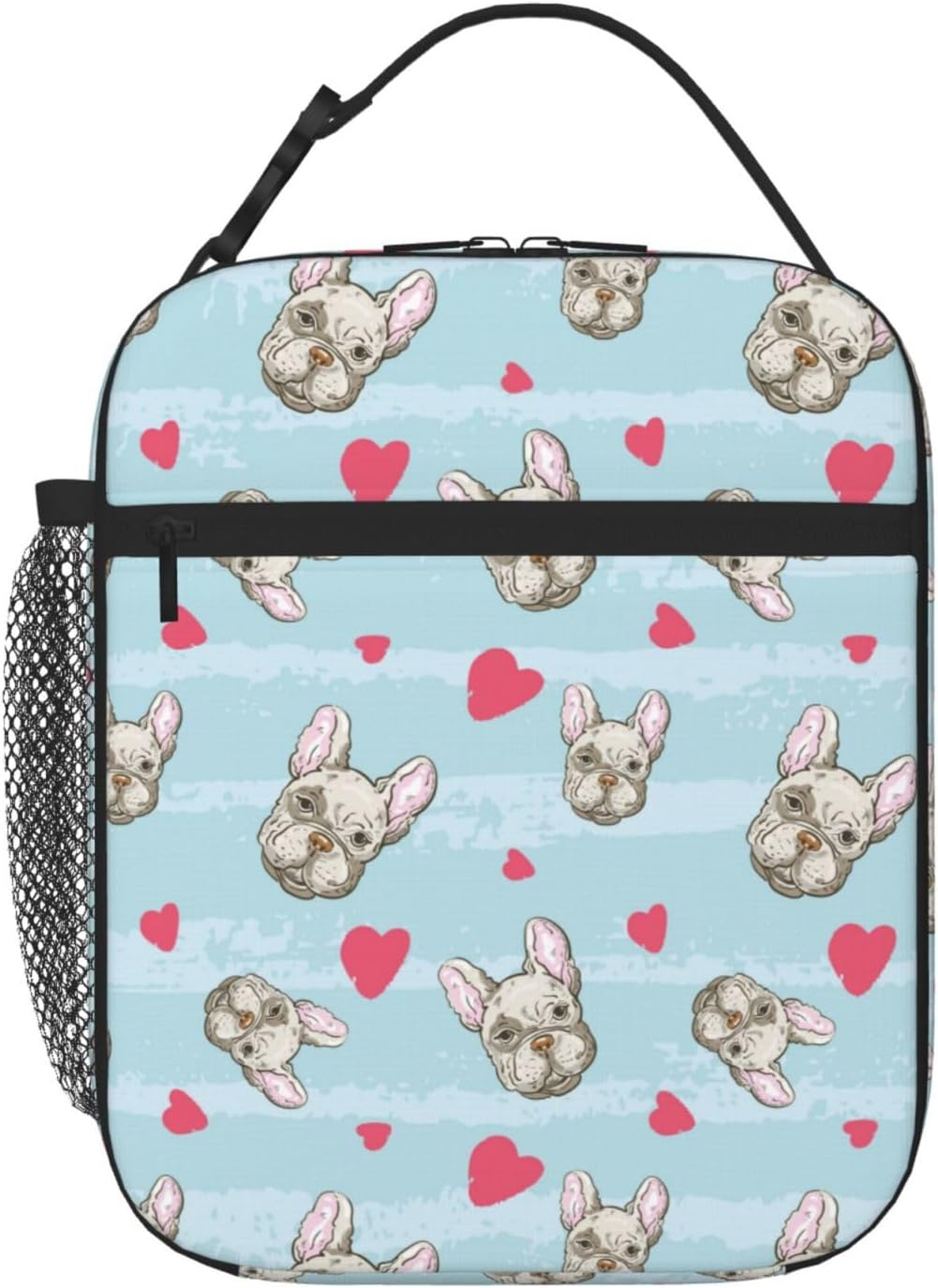 Reusable Lunch Bag Bulldog Red Heart Insulated Lunch Box Container ...
