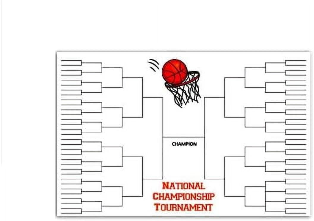 Reusable March Madness Basketball Dry Erase 64 Team Tournament Bracket ...