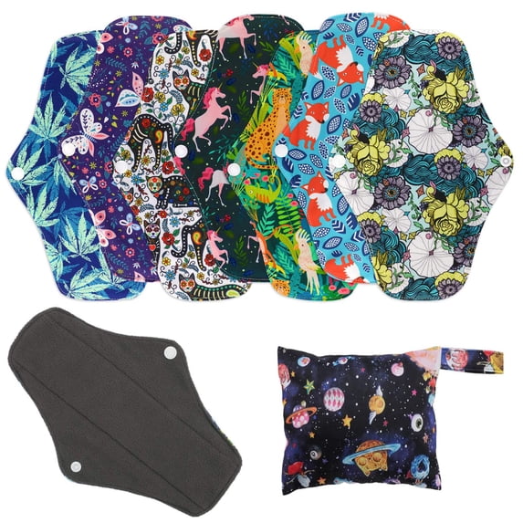 ZOUYUE Reusable Bamboo Cloth Menstrual Pads, Heavy Flow, 7 Pack with ...
