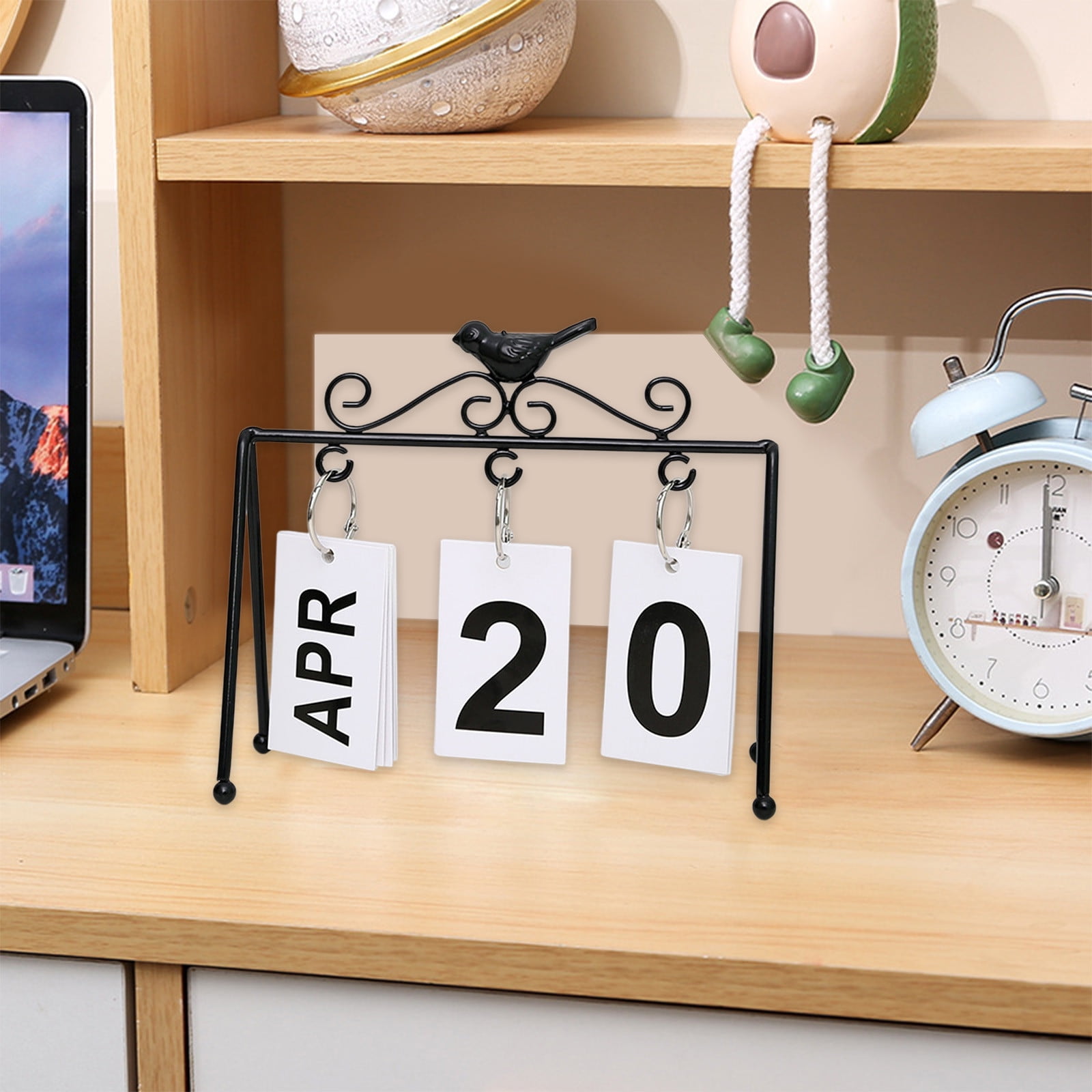 Reusable Metal Desktop Calendar Ornament, Iron Tabletop Perpetual ...