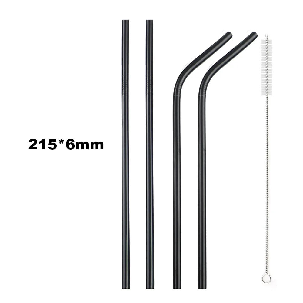 Reusable Metal Drinking Straws 304 Stainless Steel Sturdy Bent Straight ...