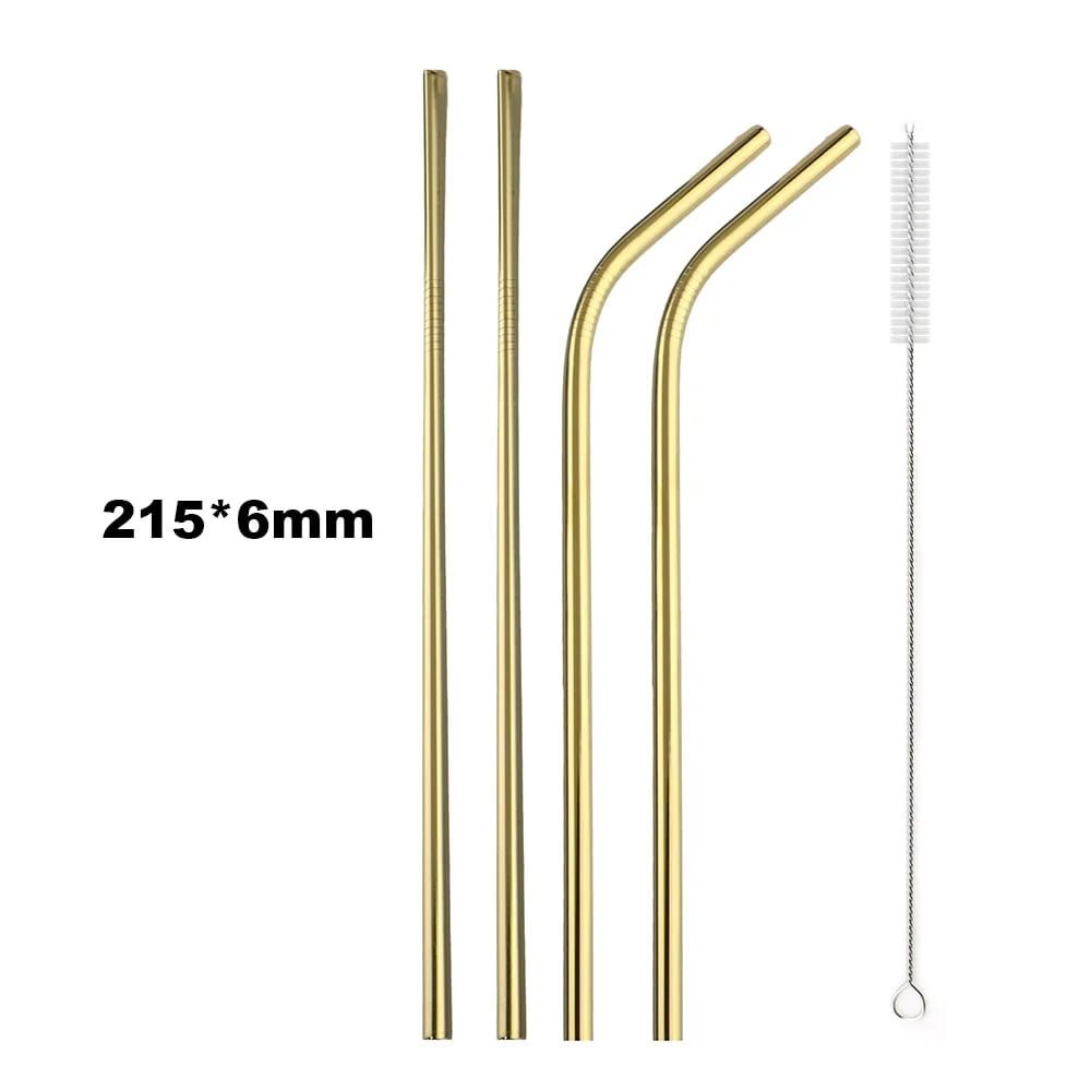 Reusable Metal Drinking Straws 304 Stainless Steel Sturdy Bent Straight ...