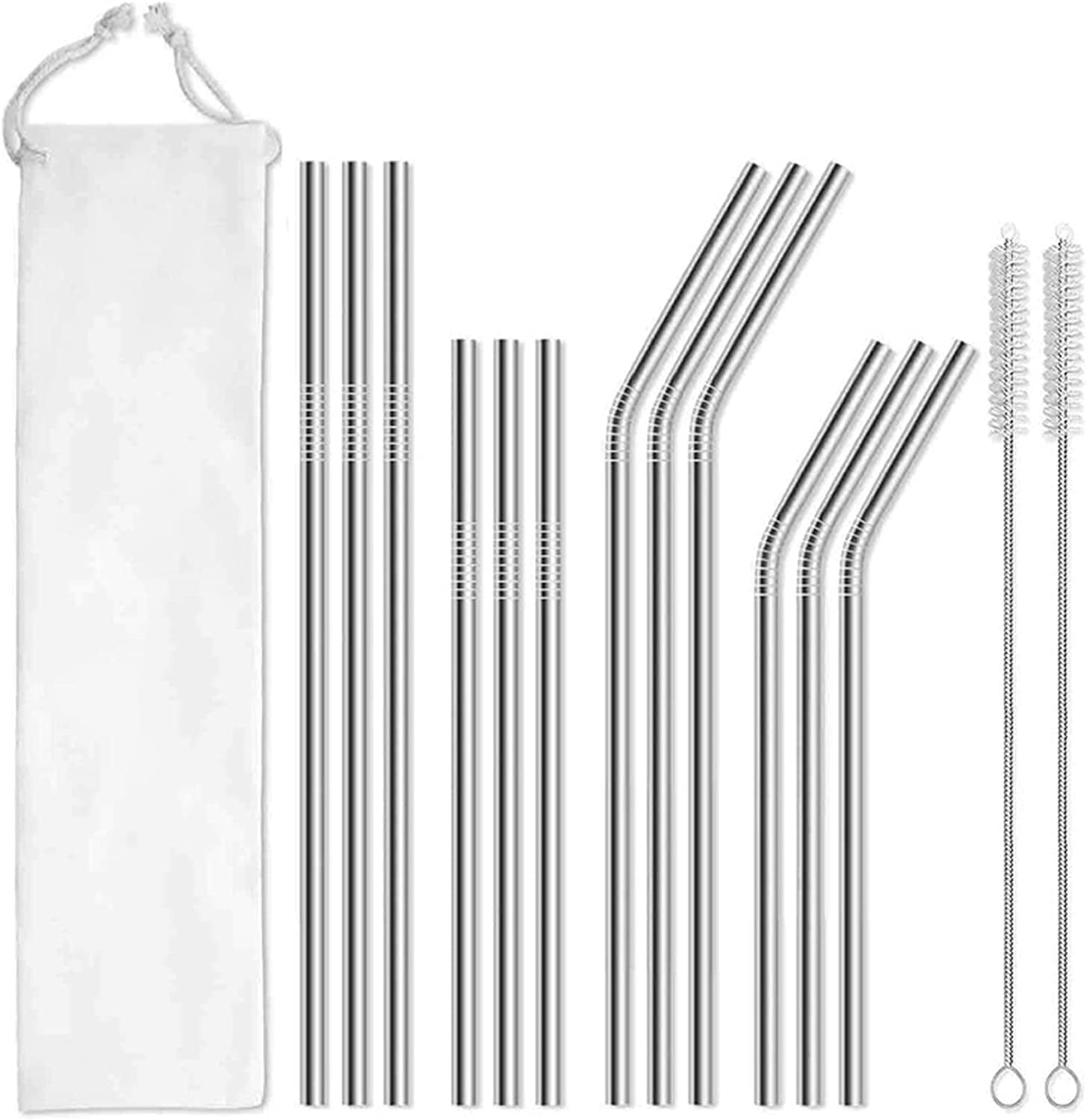Reusable Metal Straws,15 Pcs, Long Stainless Steel Straws, Drink Bubble ...