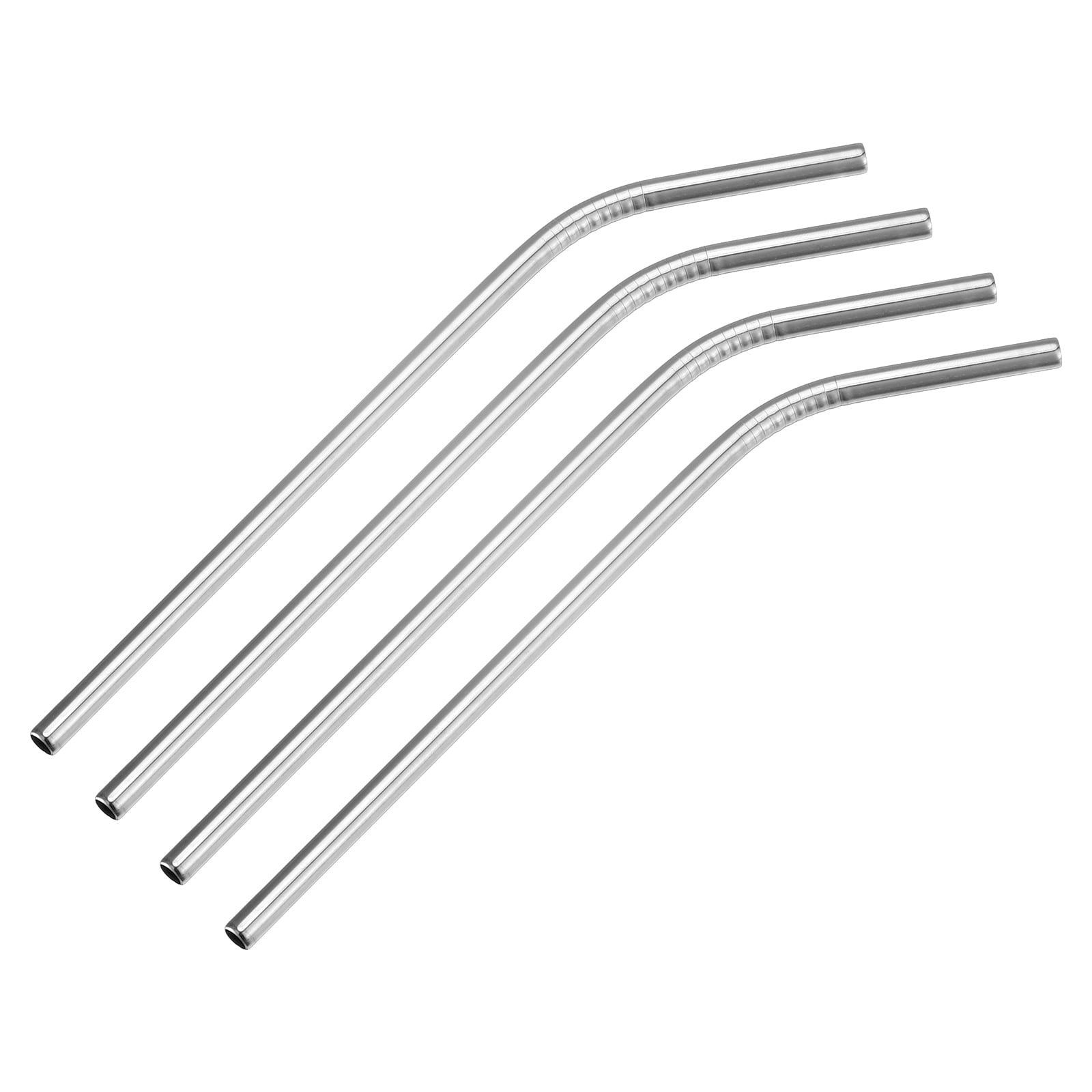 Reusable Metal Straws 4Pcs, Stainless Steel Bent Drinking Straw 9.5 ...