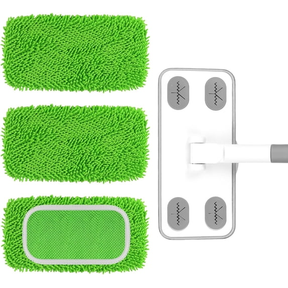 Reusable Microfiber Floor Mop System, Wet & Dry Sweeper Kit, Includes 1 ...