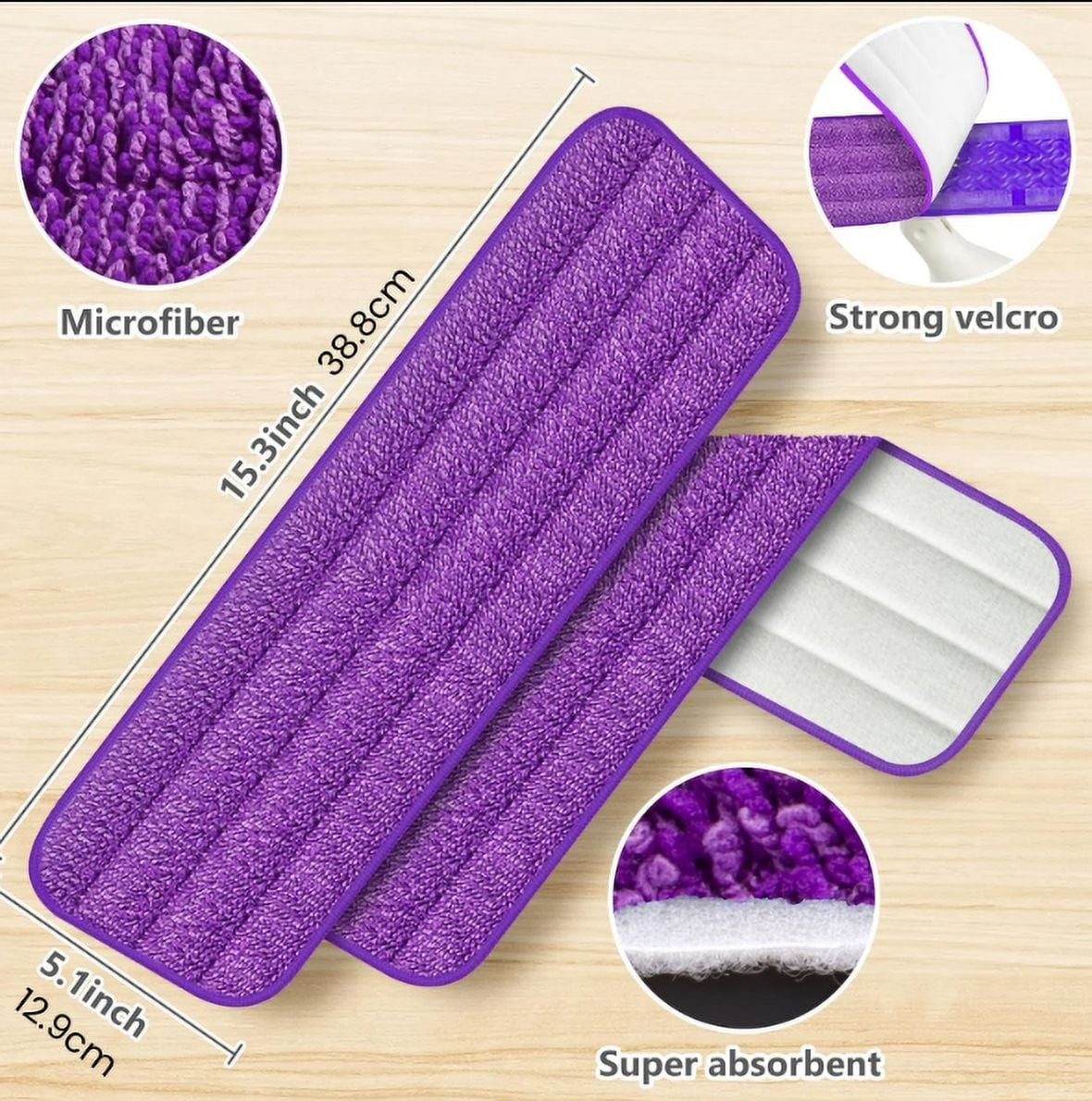 Reusable Microfiber Mop Pads, Dry Floor Mop Pads, Power Mop Refills ...