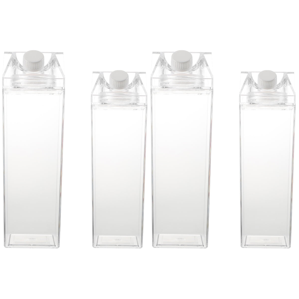 Reusable Milk Carton 4 Pcs Transparent Bottle Portable Slender Juice ...