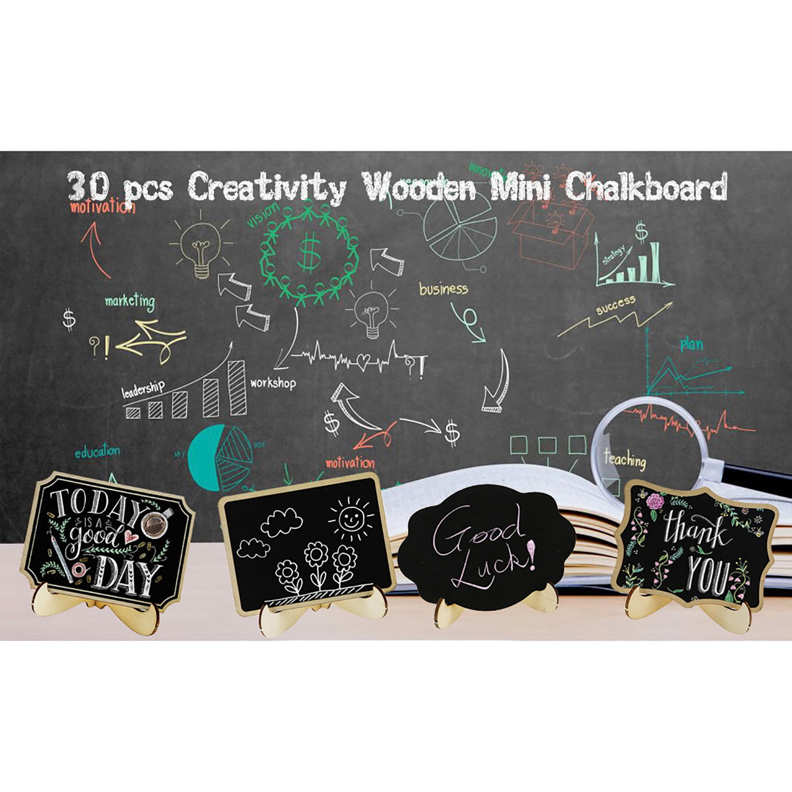 Reusable Mini Chalkboard Signs 30 Pcs in 3 Designs for Food Labels ...