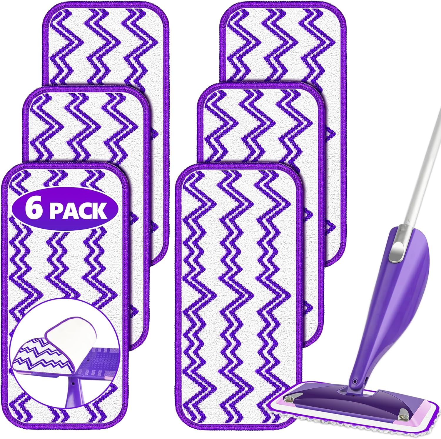 Reusable Mop Pads Refills Compatible with Swiffer Wet Jet Spray Mop ...