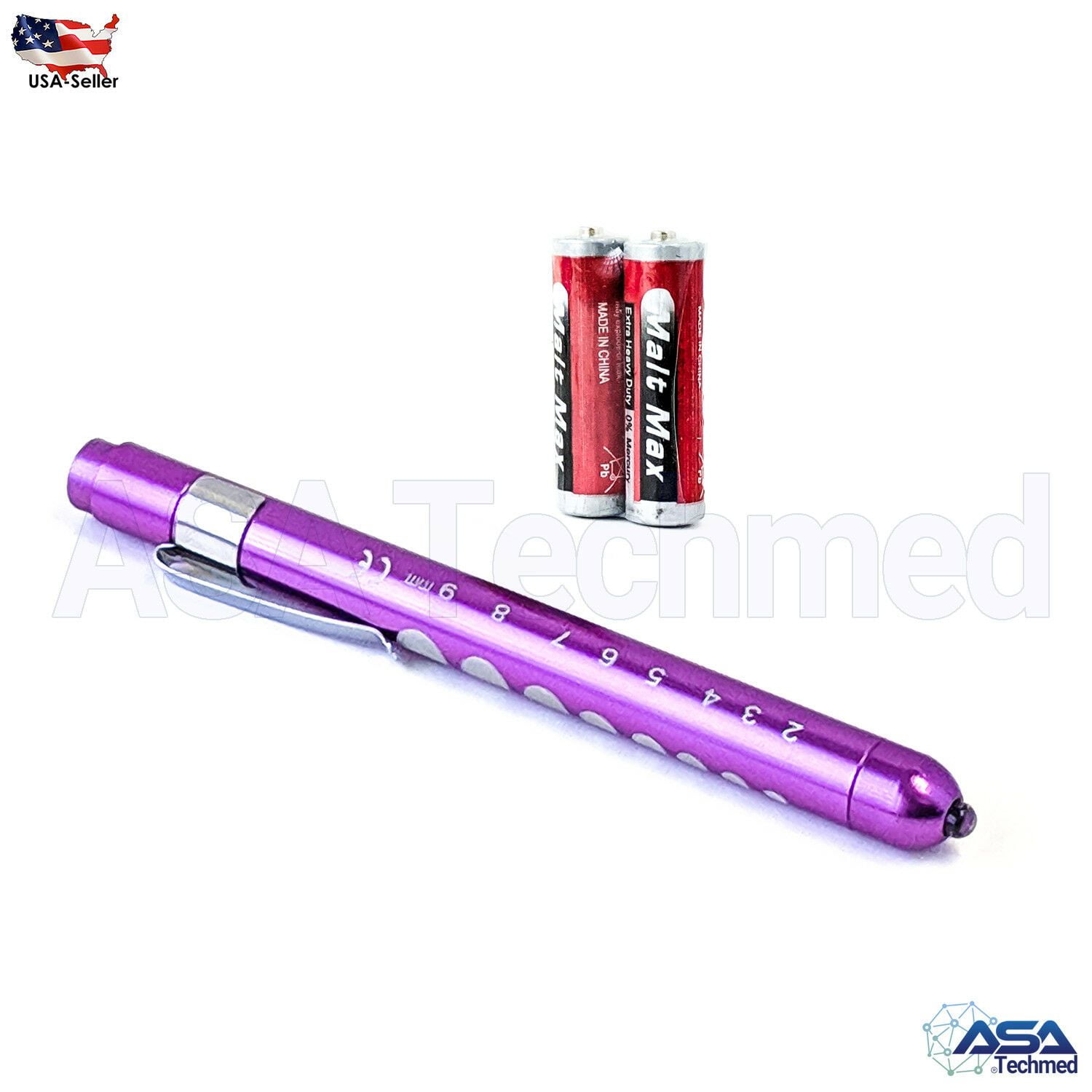 ASA Techmed Reusable Aluminum LED Penlight with Pupil Gauge, 2 Pack ...