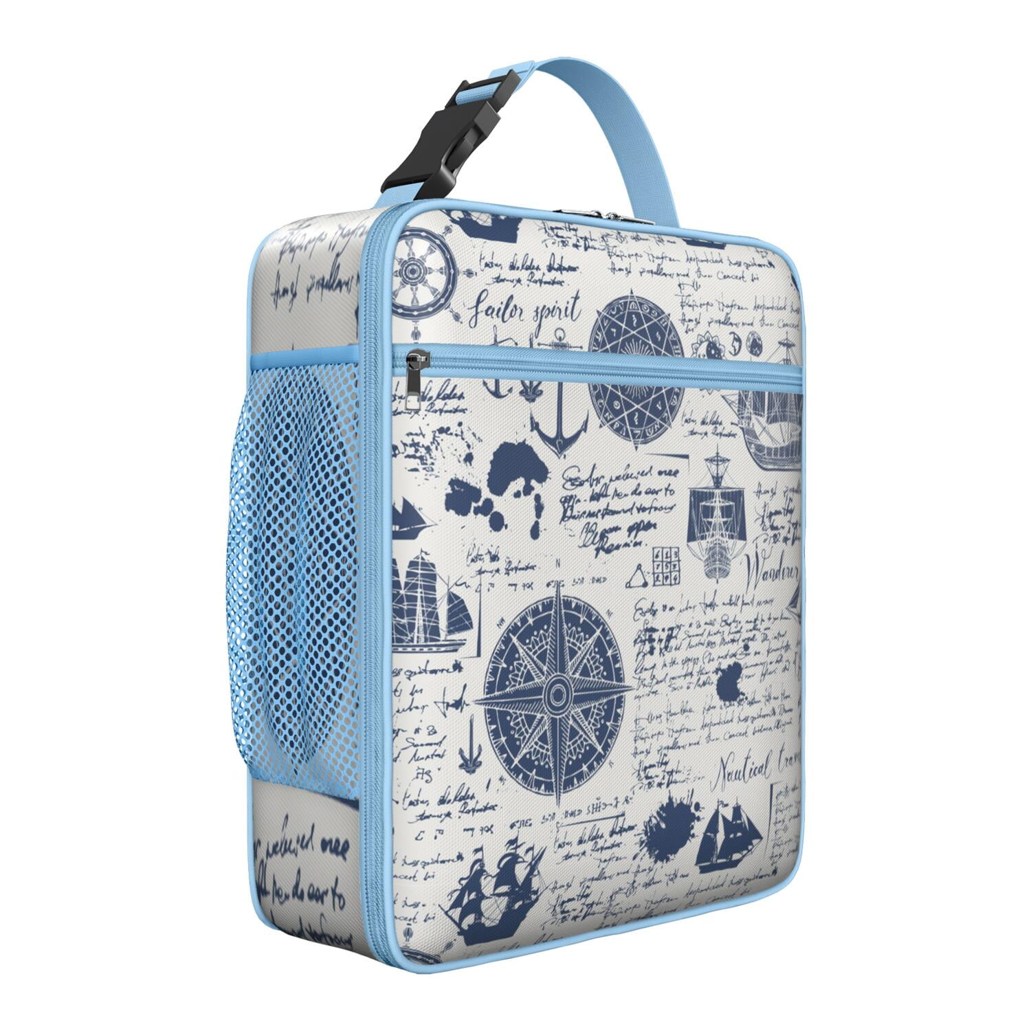Reusable Nautical Thermal Lunch Box – Waterproof Cooler Bag, Portable Bento Bag for Office ...