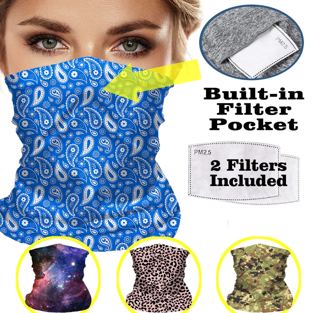 Reusable Neck Gaiter with Filter Insert, Fashion Cooling Face Covering ...