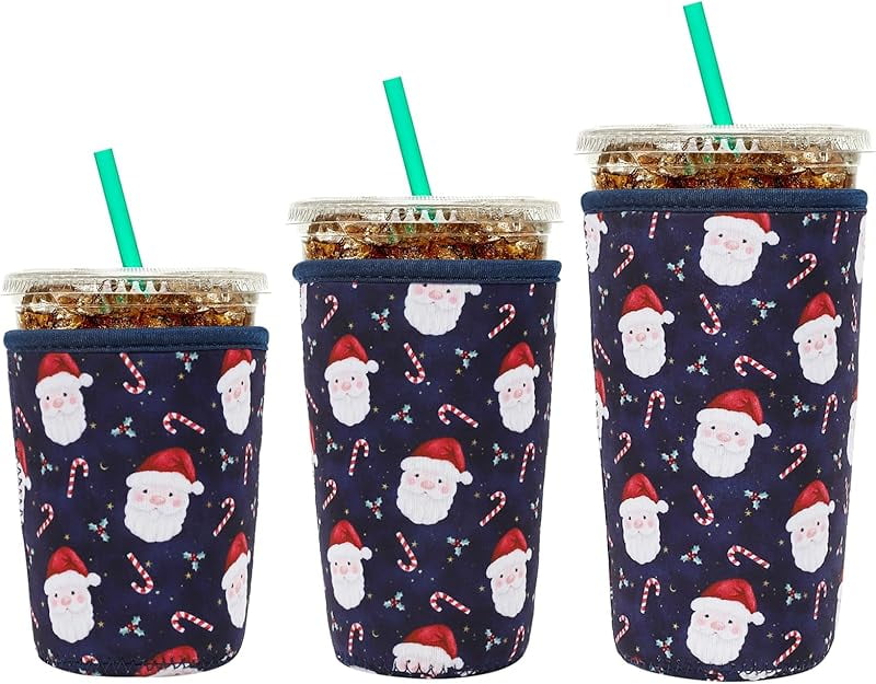 Reusable Neoprene Insulator Sleeve for Iced Coffee Cups, 3 Pack Coffee ...