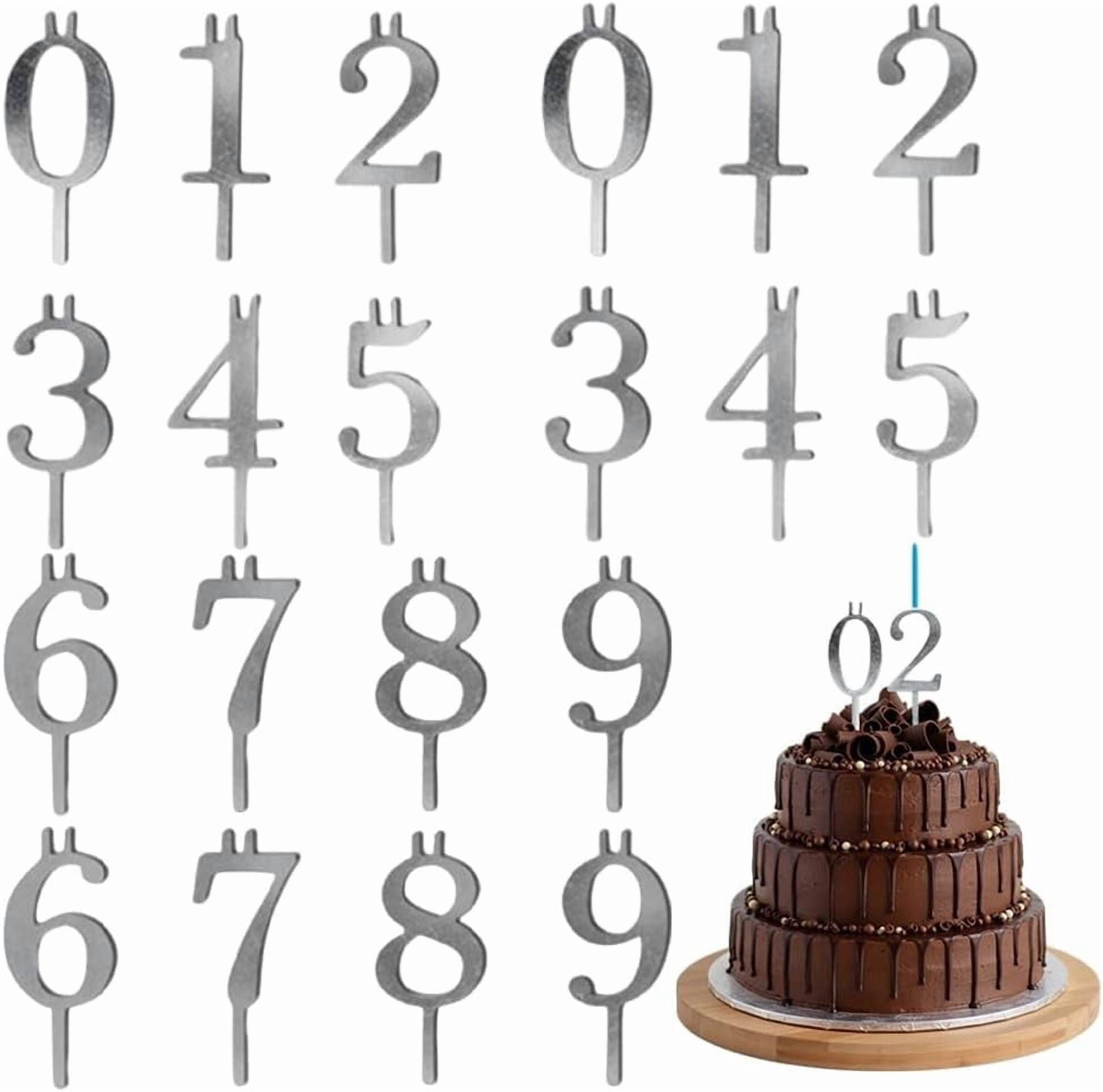 2026 Reusable Number Birthday Candle Holder Set, Reusable Metal Number ...